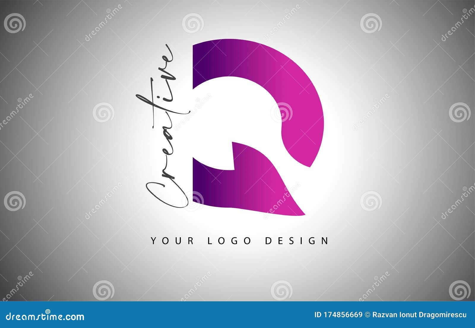 Creative Letter Q Logo with Purple Gradient and Creative Letter Cut ...