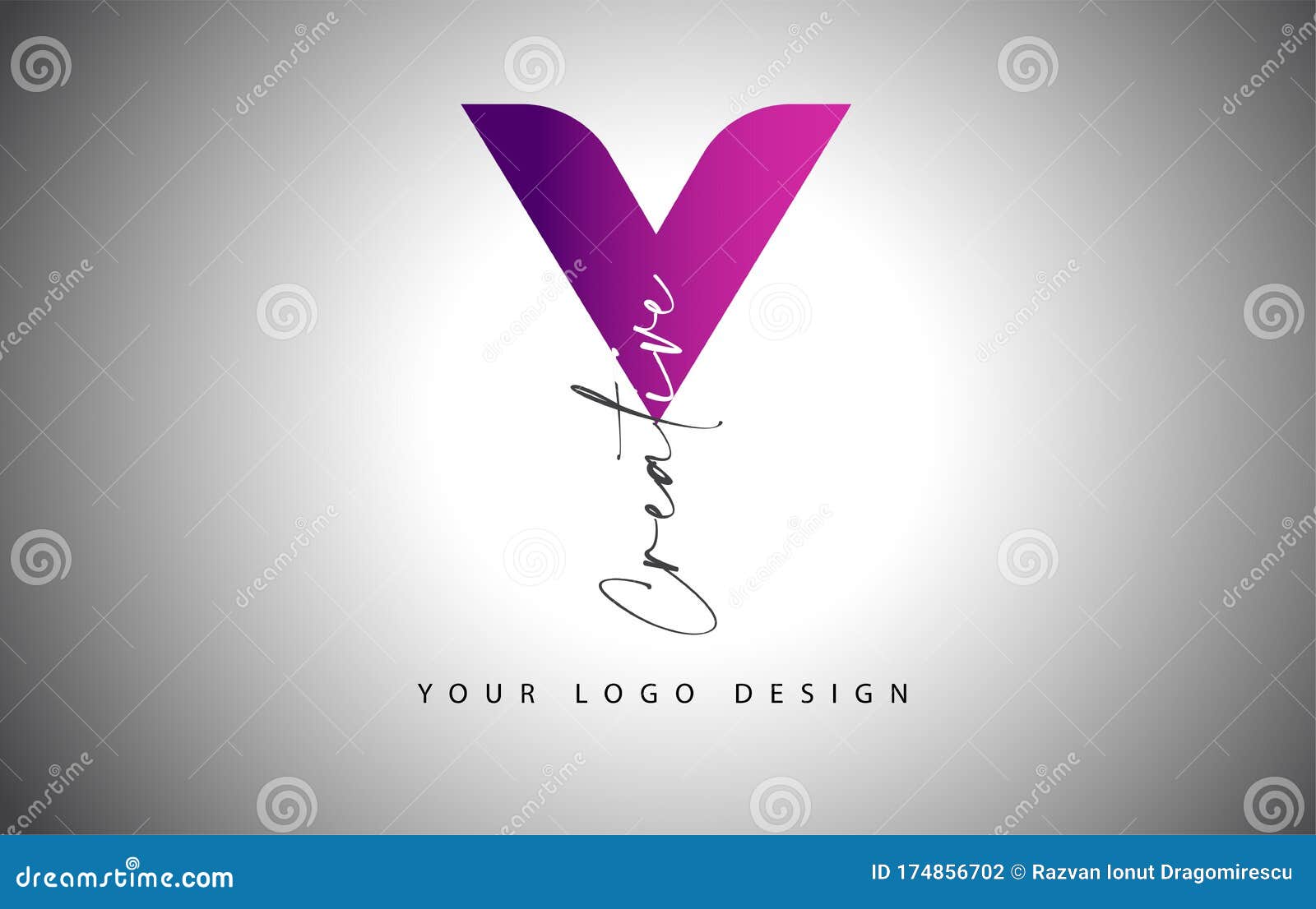 Creative Letter V Logo with Purple Gradient and Creative Letter Cut ...