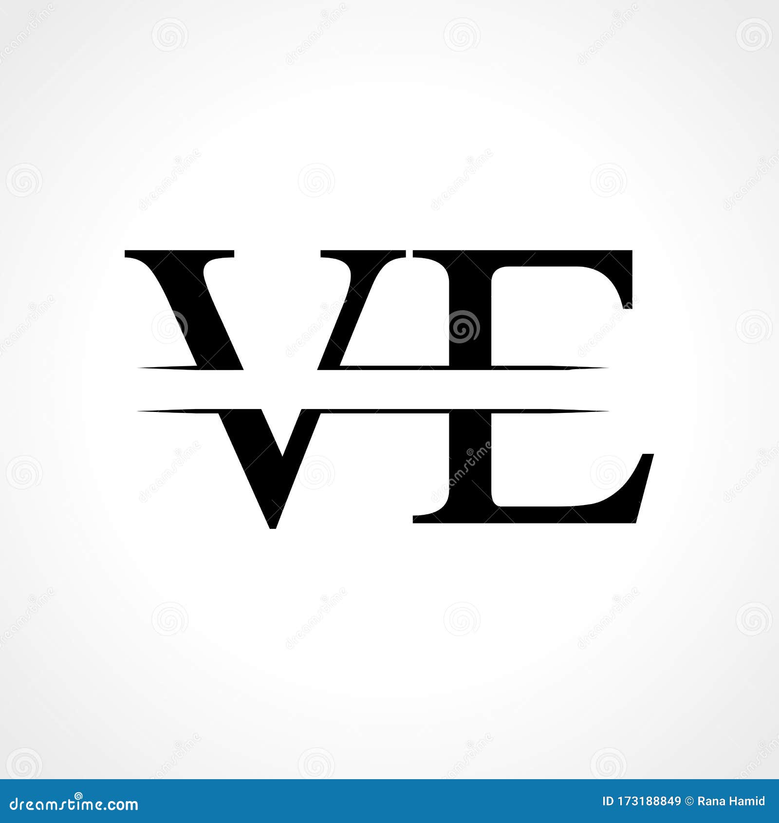 Creative Letter VE Logo Vector Template with Black Color. VE Logo ...