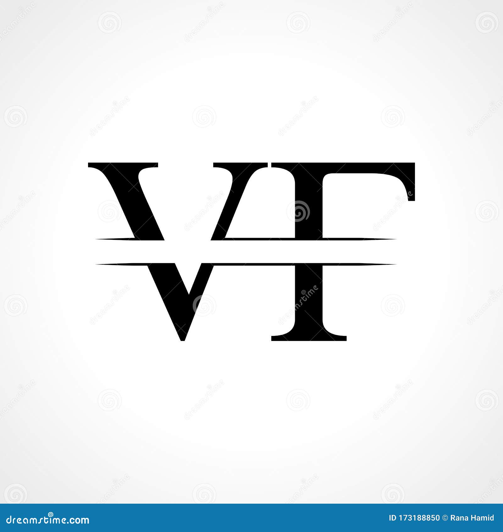 Creative Letter VF Logo Vector Template with Black Color. VF Logo ...