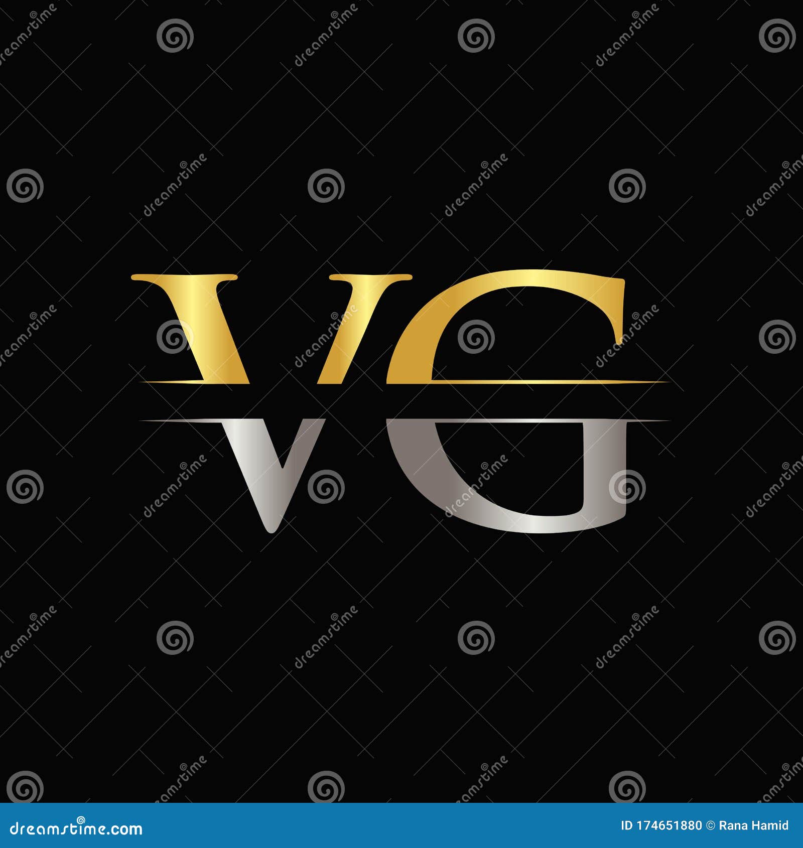 Creative Letter VG Logo Vector Template with Gold and Silver Color. VG ...