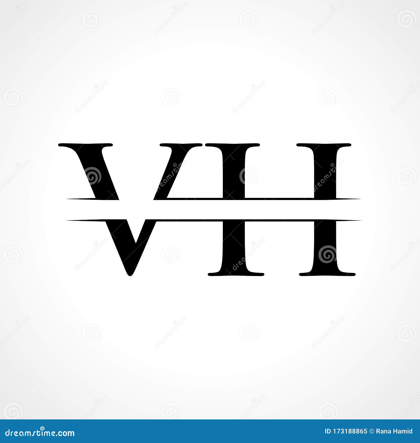 Creative Letter VH Logo Vector Template with Black Color. VH Logo ...