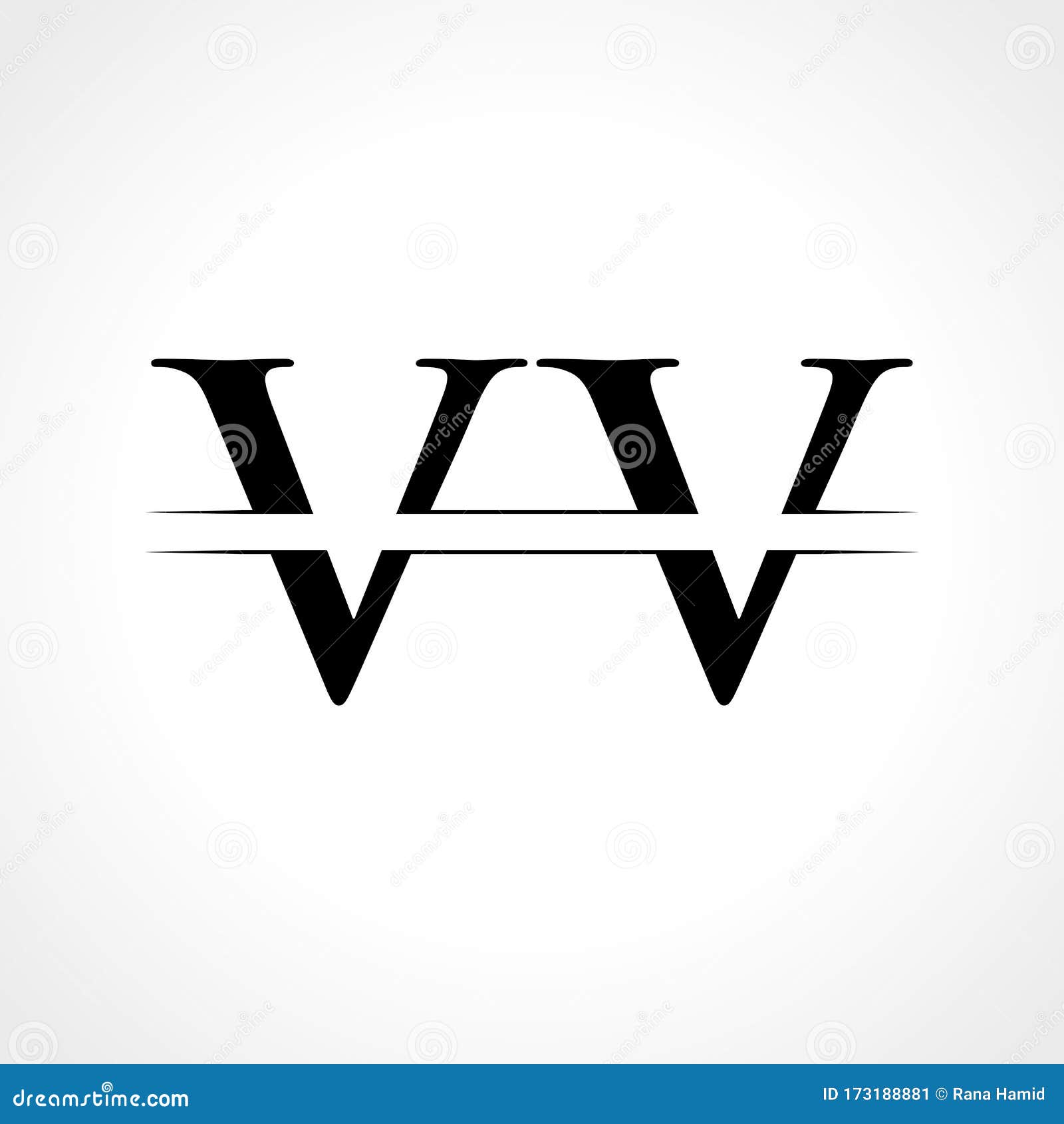 Creative Letter VV Logo Vector Template with Black Color. VV Logo ...