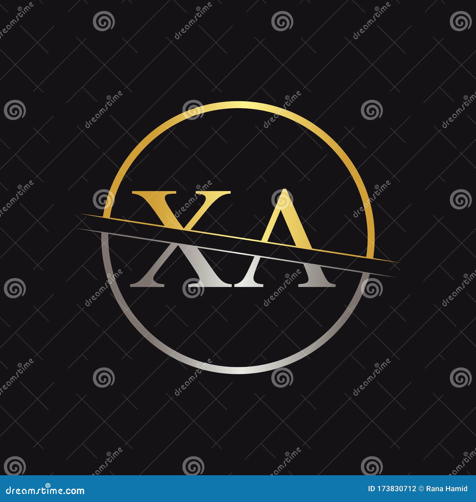 Creative Letter XA Logo Vector with Gold and Silver Colors. Abstract ...