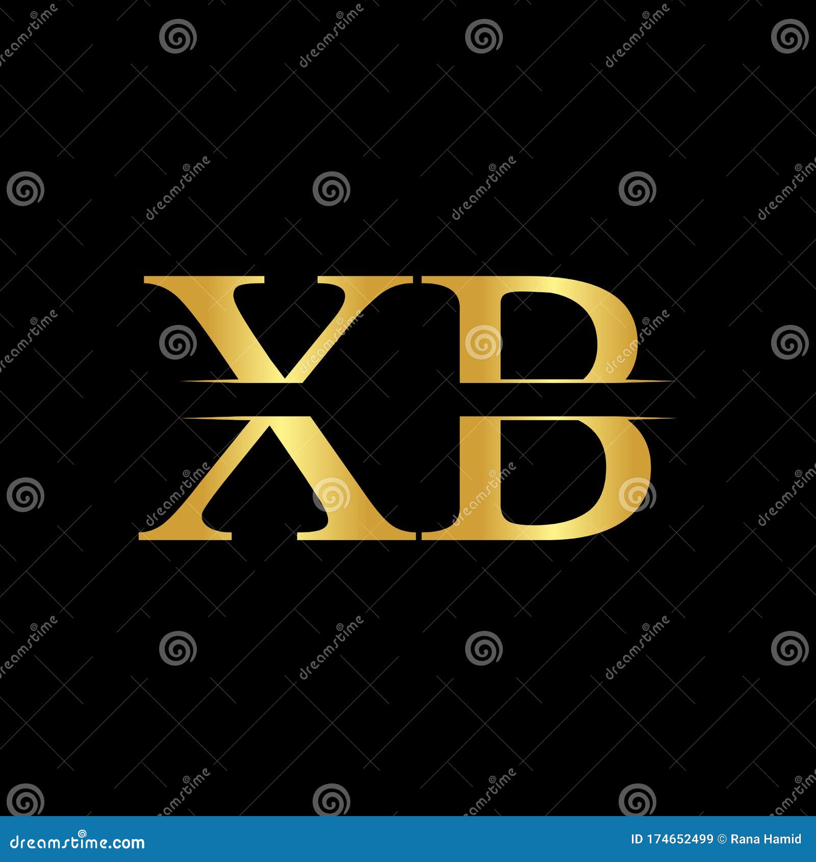 Creative Letter XB Logo Vector with Gold Color. Abstract Linked Letter ...