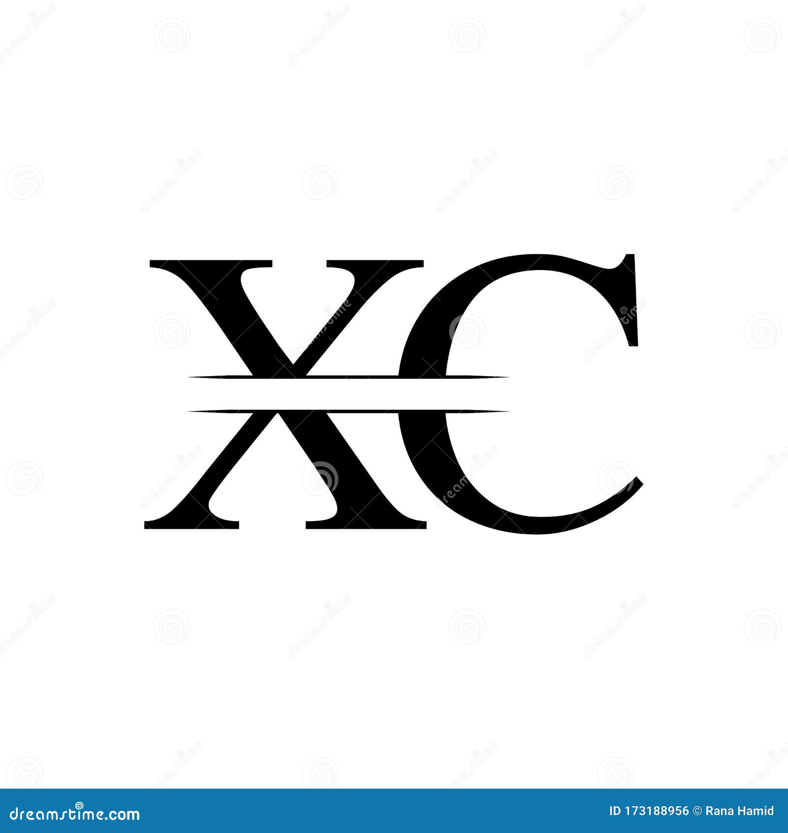 Creative Letter XC Logo Vector with Black Colors. Abstract Linked ...