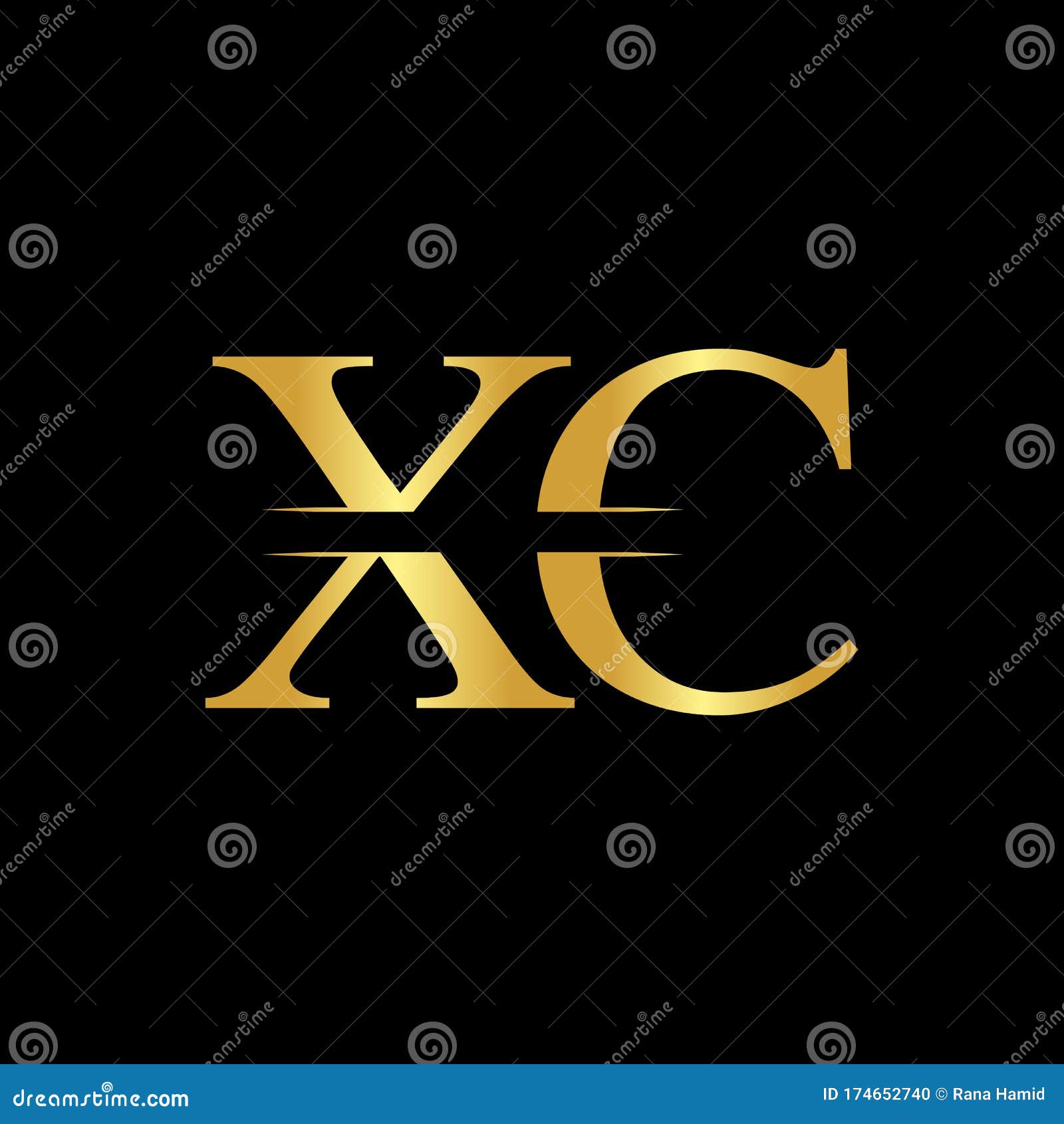 Creative Letter XC Logo Vector with Gold Color. Abstract Linked Letter ...