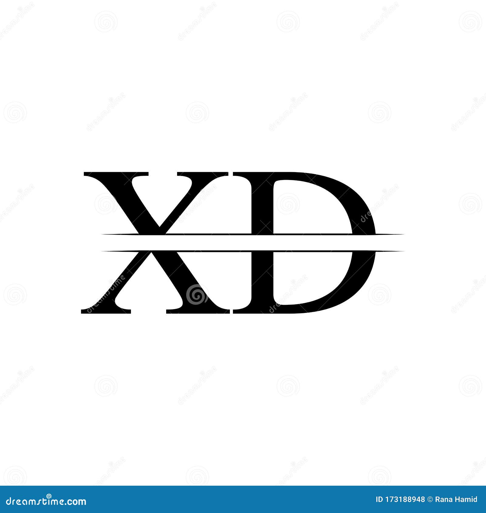 Creative Letter XD Logo Vector with Black Colors. Abstract Linked ...