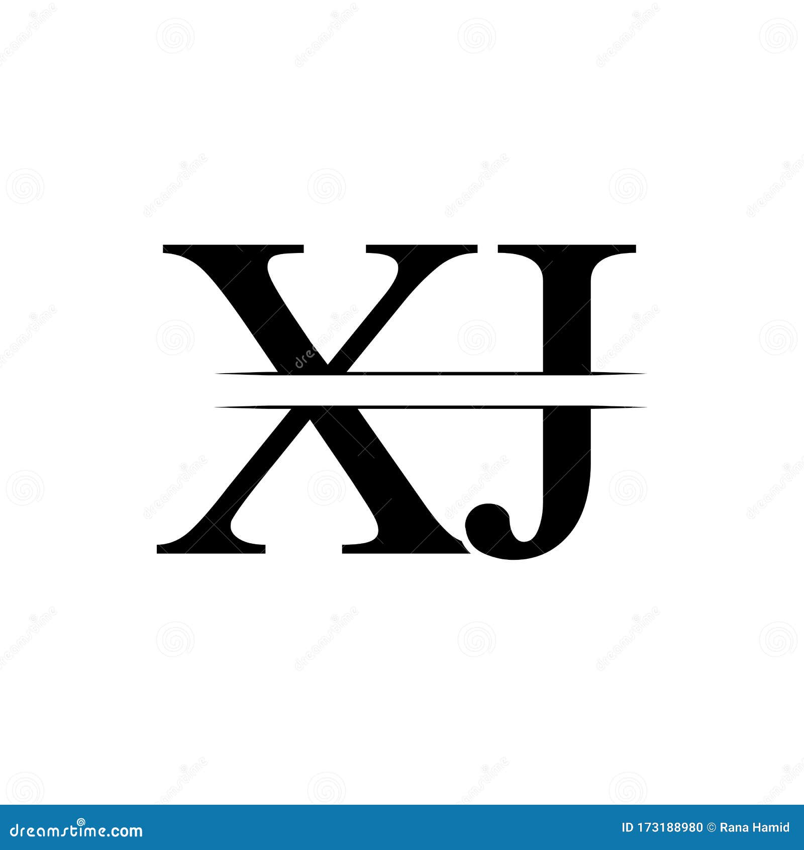 Creative Letter XJ Logo Vector with Black Colors. Abstract Linked ...