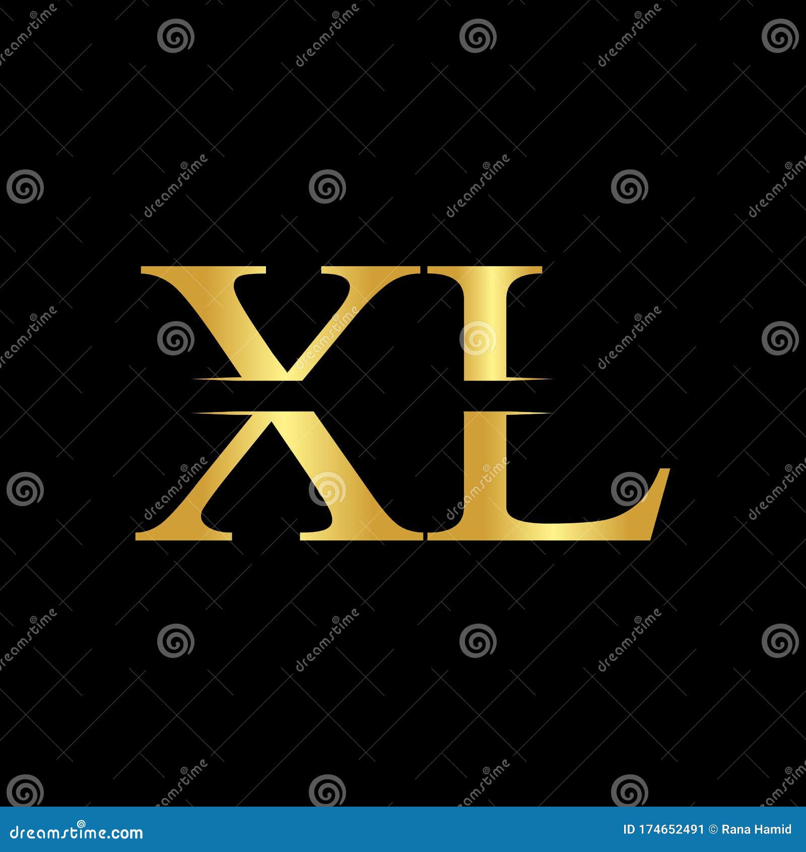 Creative Letter XL Logo Vector with Gold Color. Abstract Linked Letter ...