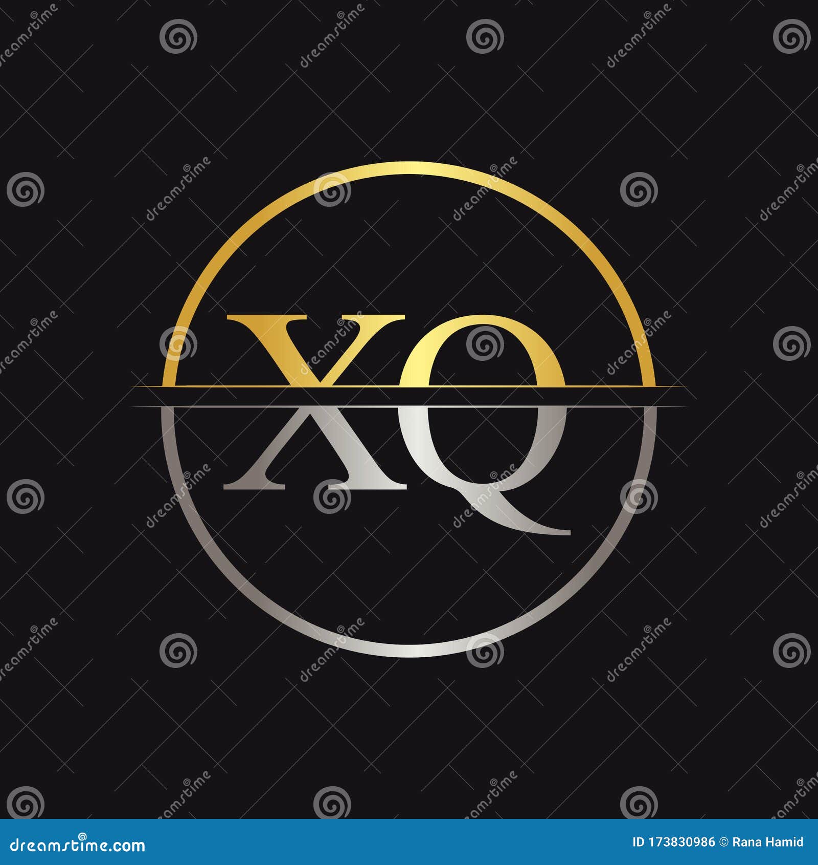 Creative Letter XQ Logo Vector with Gold and Silver Colors. Abstract ...