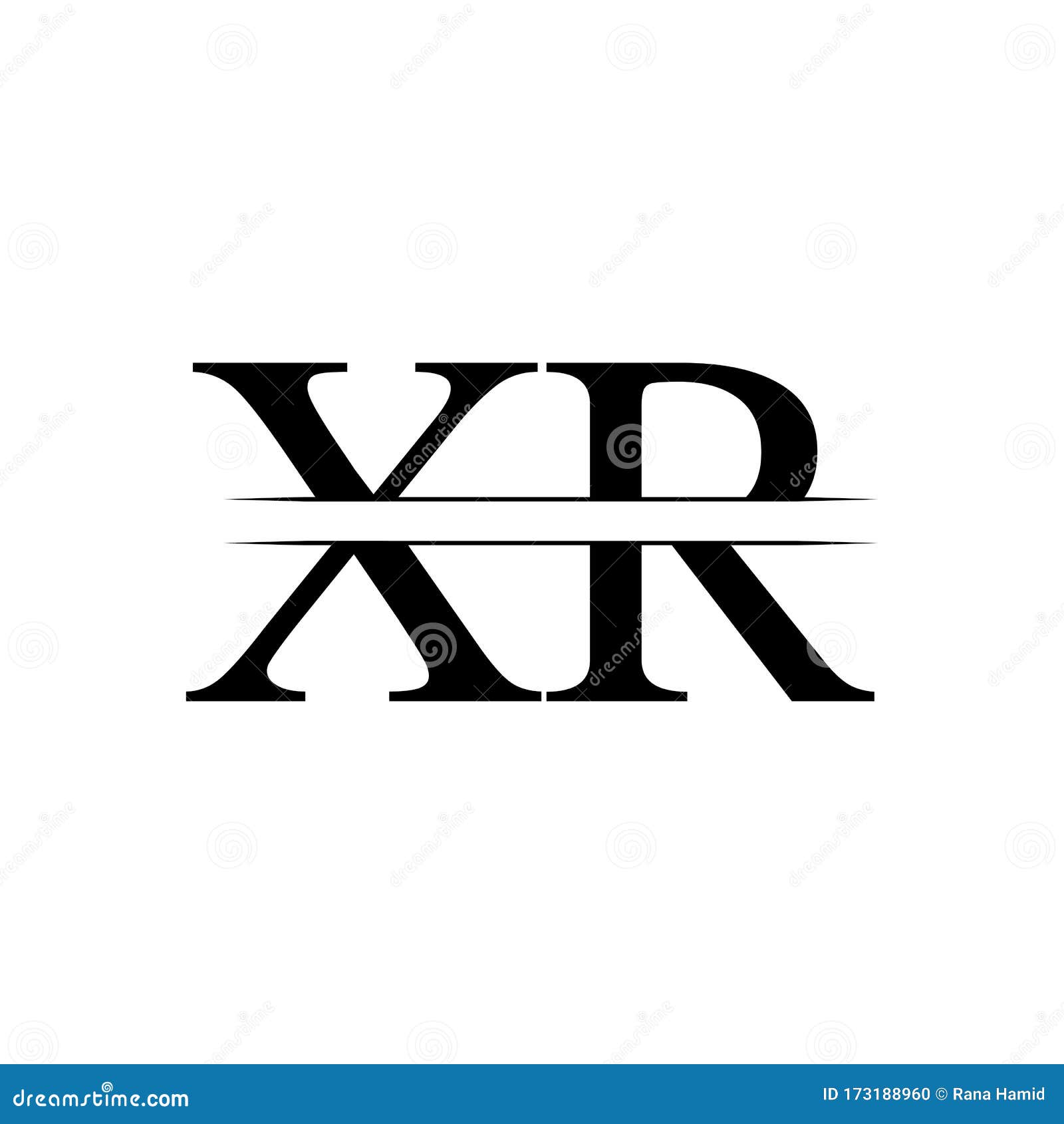 Creative Letter XR Logo Vector with Black Colors. Abstract Linked ...