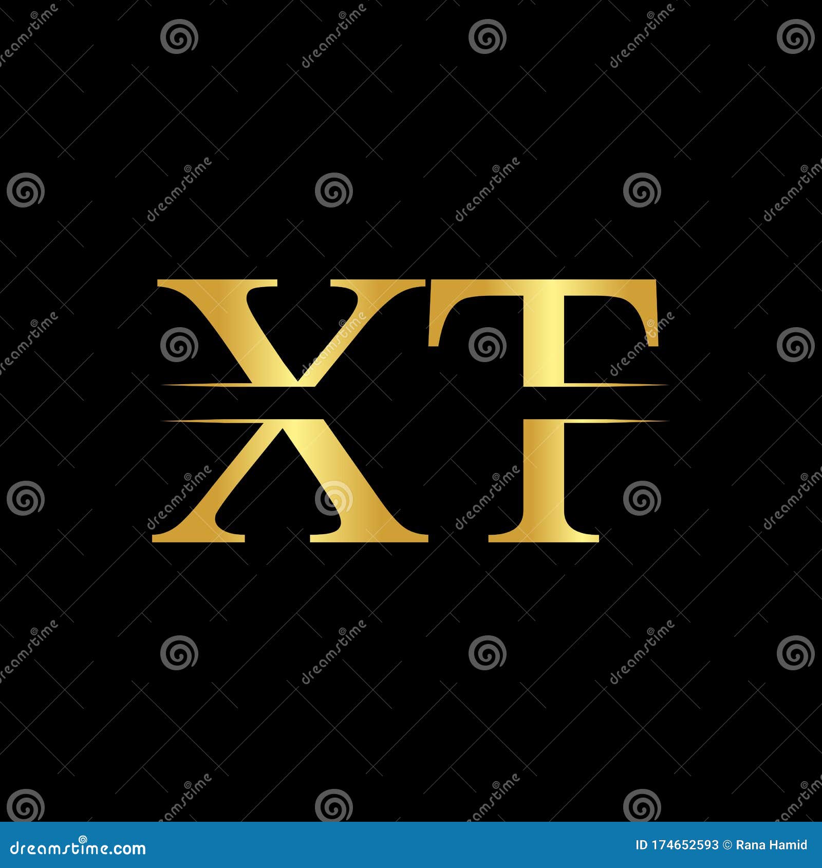 Creative Letter XT Logo Vector with Gold Color. Abstract Linked Letter ...