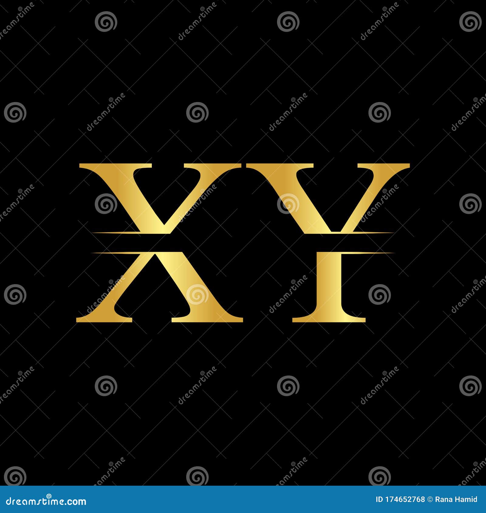 Creative Letter XY Logo Vector with Gold Color. Abstract Linked Letter ...