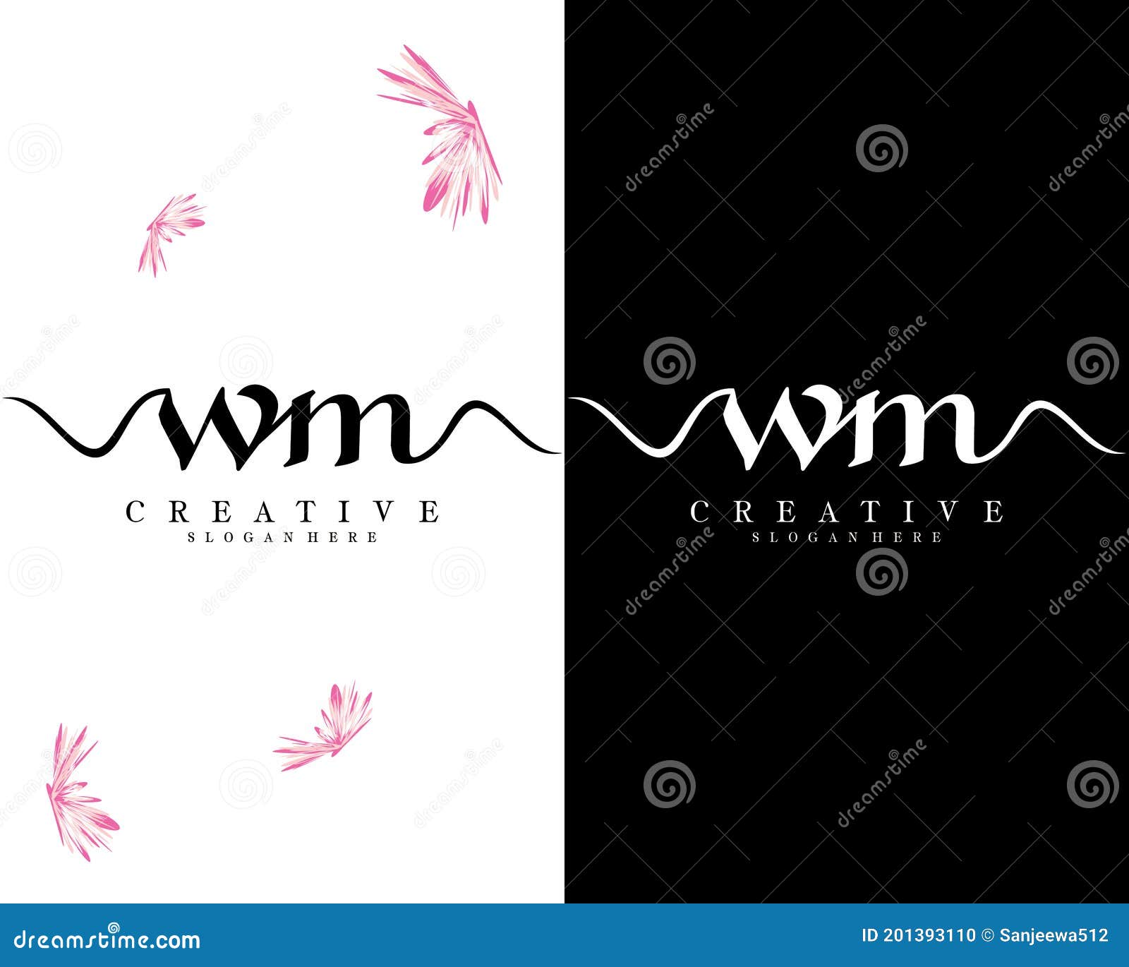 Creative Letters Wm, Mw Handwriting Logo Design Vector Stock Vector ...