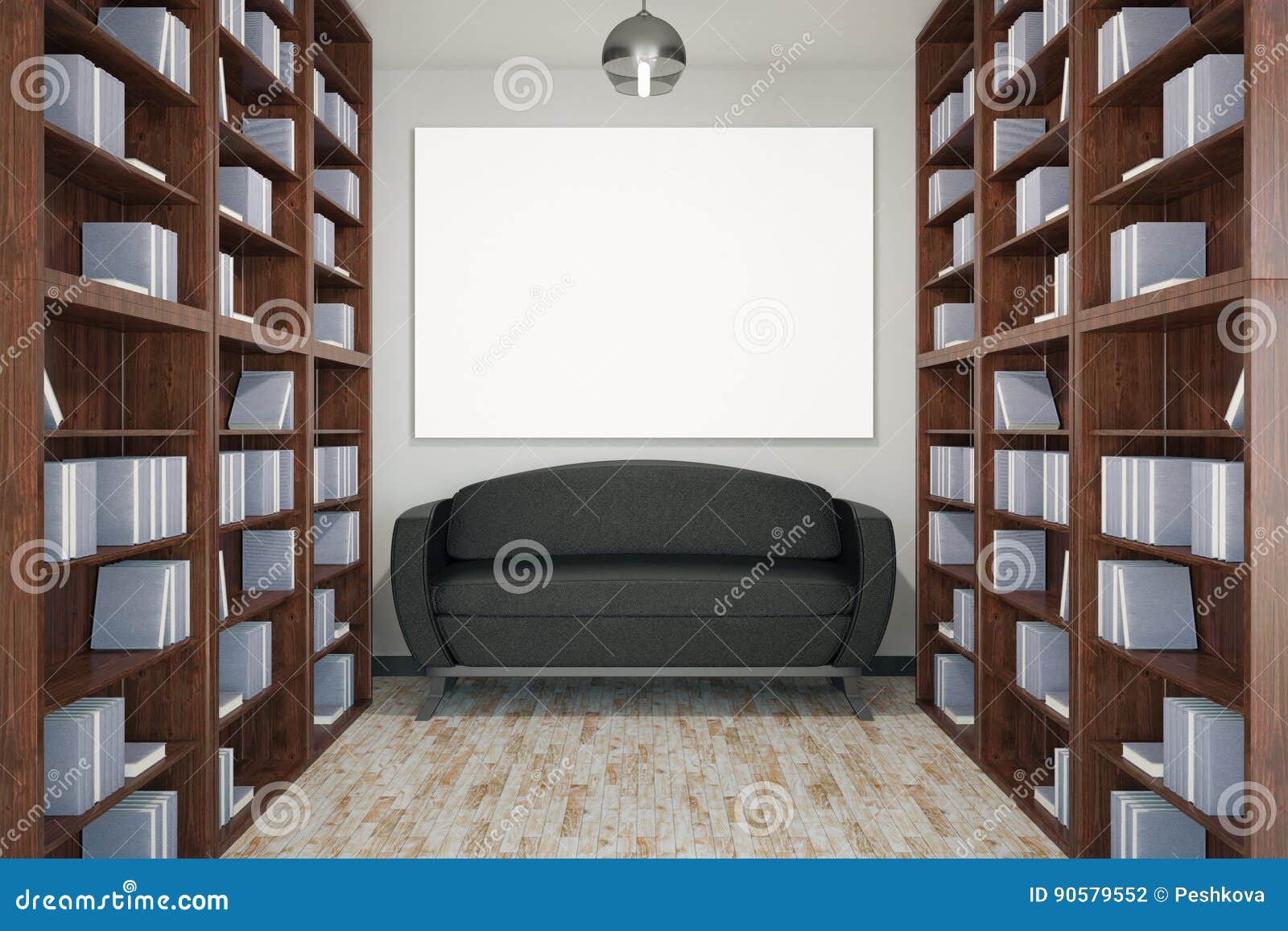 Creative library interior stock illustration. Illustration of ceiling ...