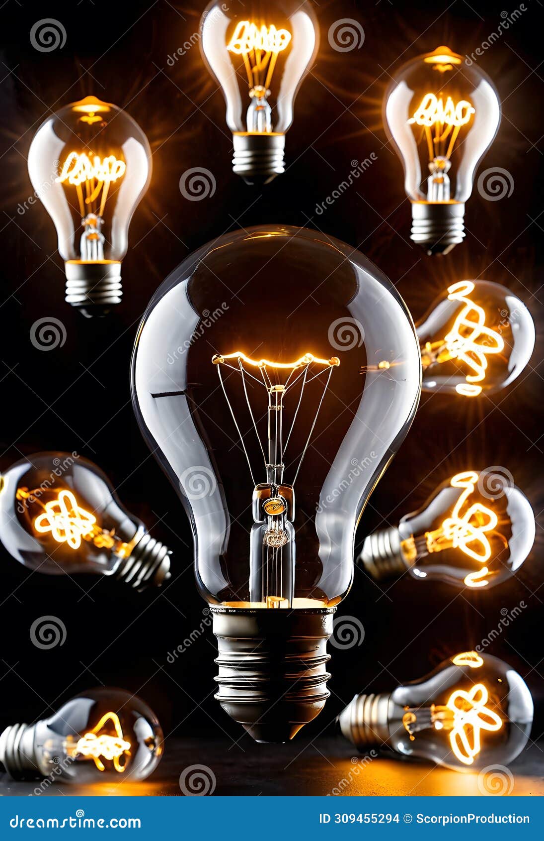 Creative Light Bulb Display Stock Photo - Image of electric, contrast ...