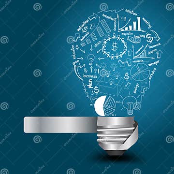 Vector Light Bulb with Drawing Business Strategy P Stock Vector ...