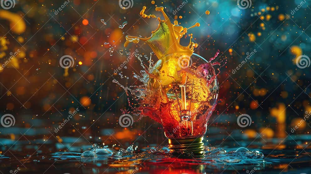 Fiery Array of Color Engulfs the Creative Light Bulb in a Spectacular ...