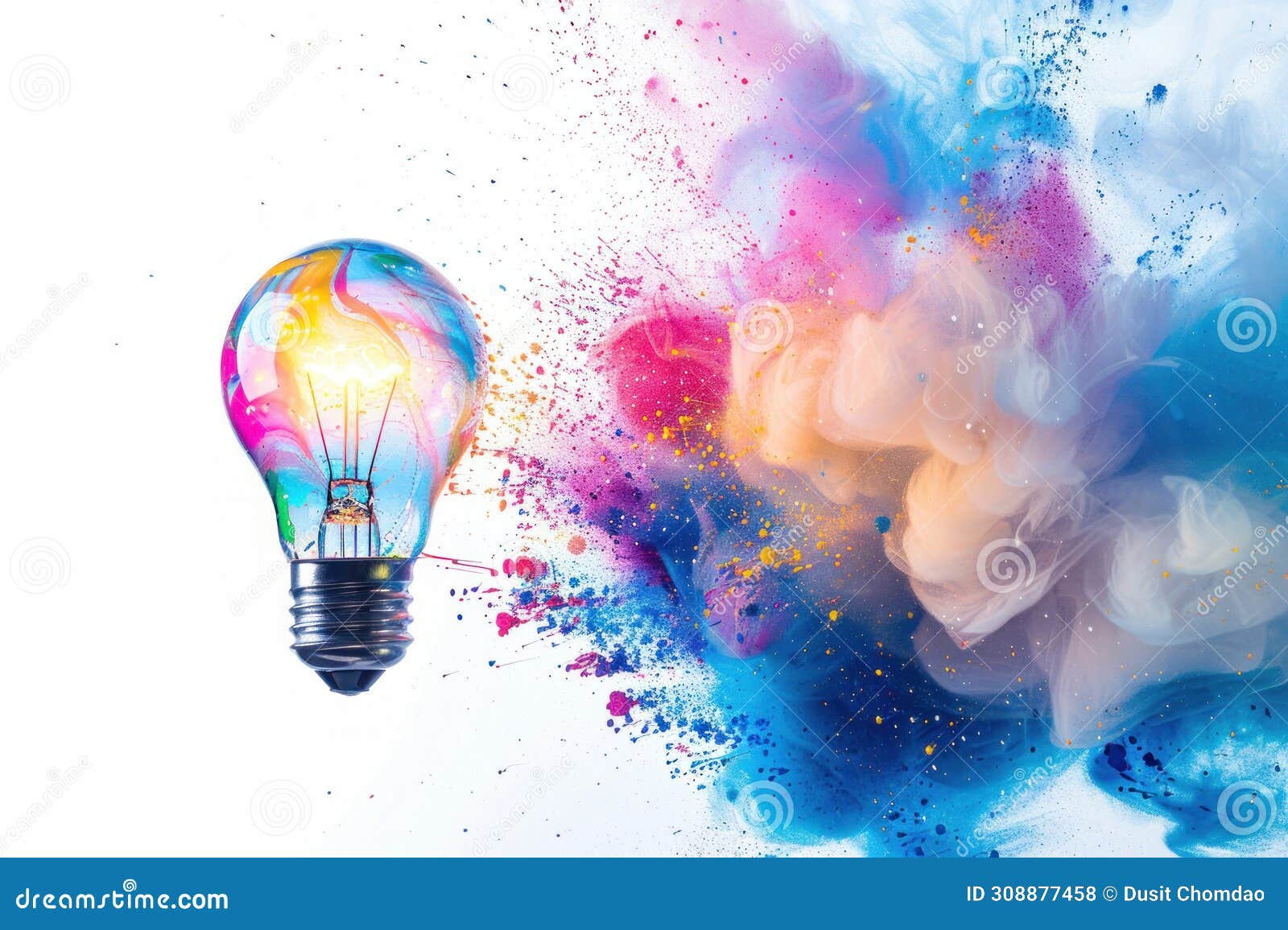 Creative Light Bulb Explodes with Colorful Paint and Colors New Idea ...
