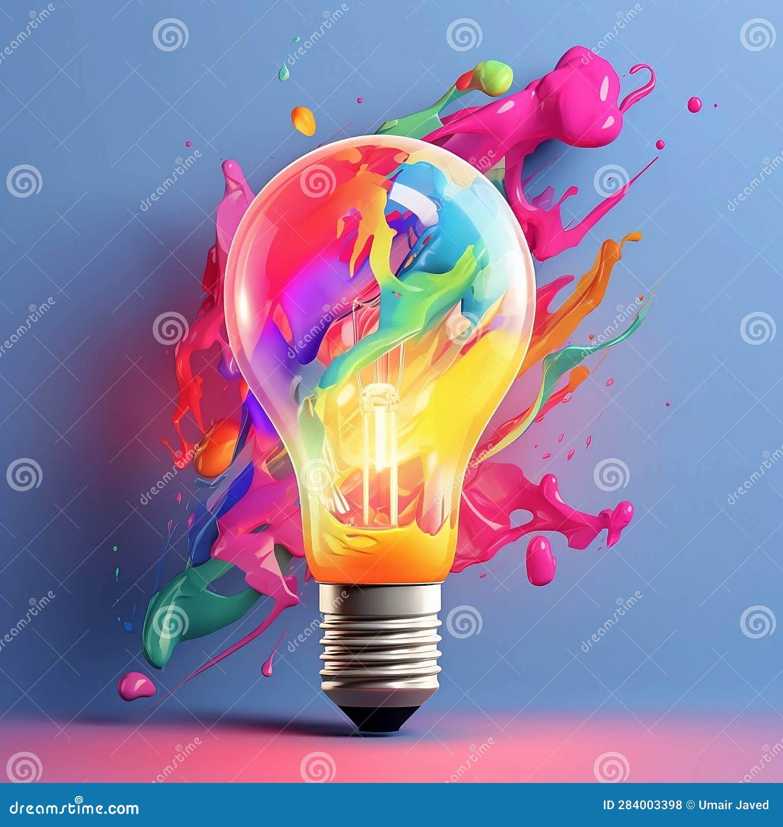 Creative Light Bulb Explodes with Colorful Paint and Splashes Stock ... Creative Light Bulb Explodes with Colorful Paint and Splashes Stock ...
