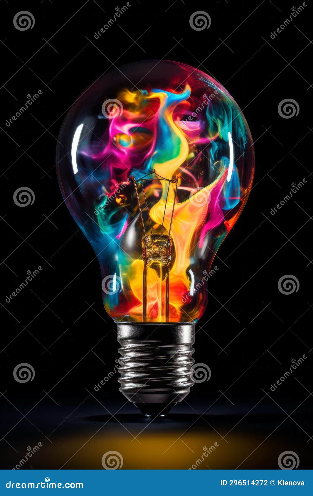 Creative Light Bulb Explodes with Colorful Paint and Splashes on a Dark ...