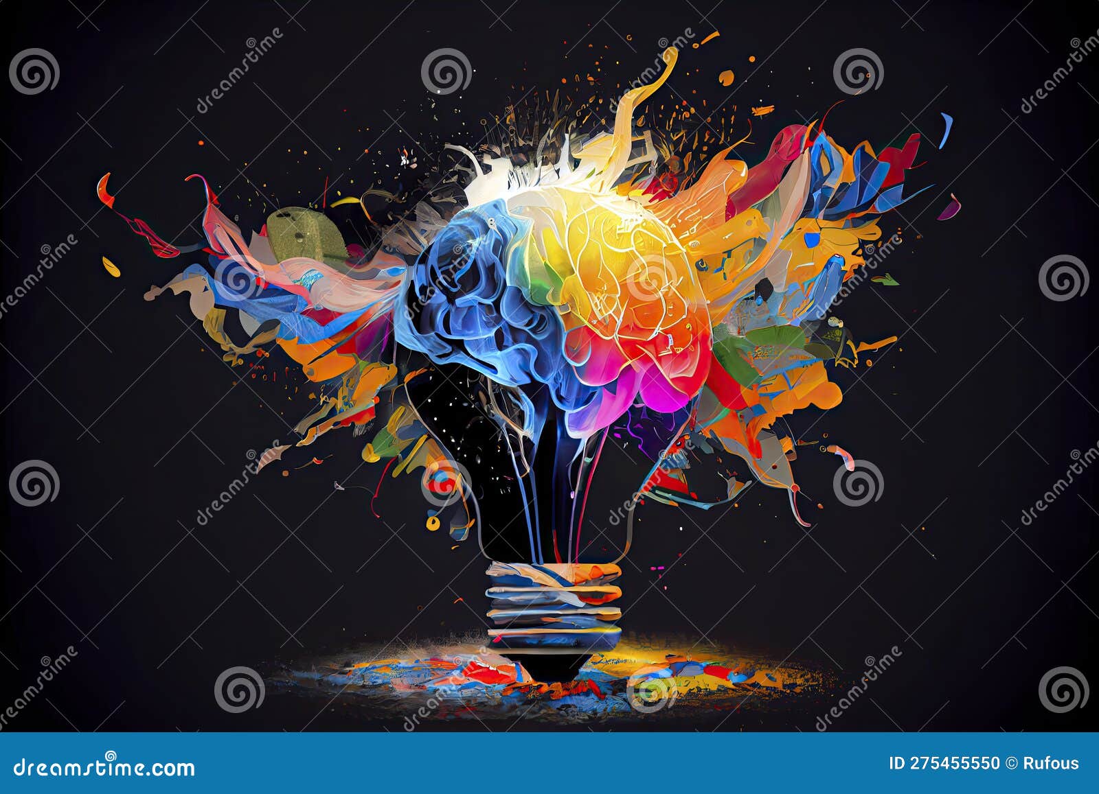 Creative Light Bulb Explodes with Colorful Paint and Splashes Think ...