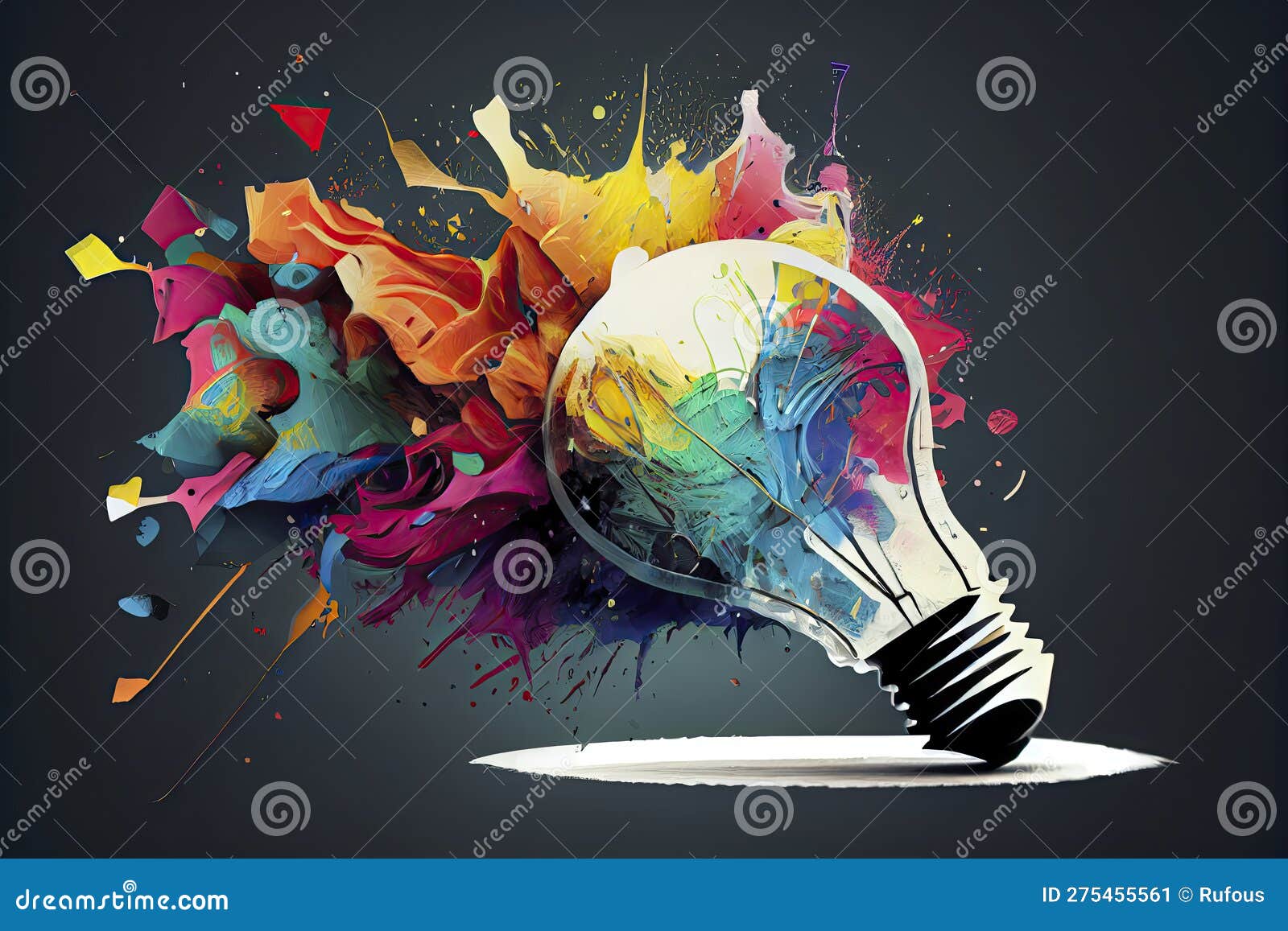 Creative Light Bulb Explodes with Colorful Paint and Splashes Think ...