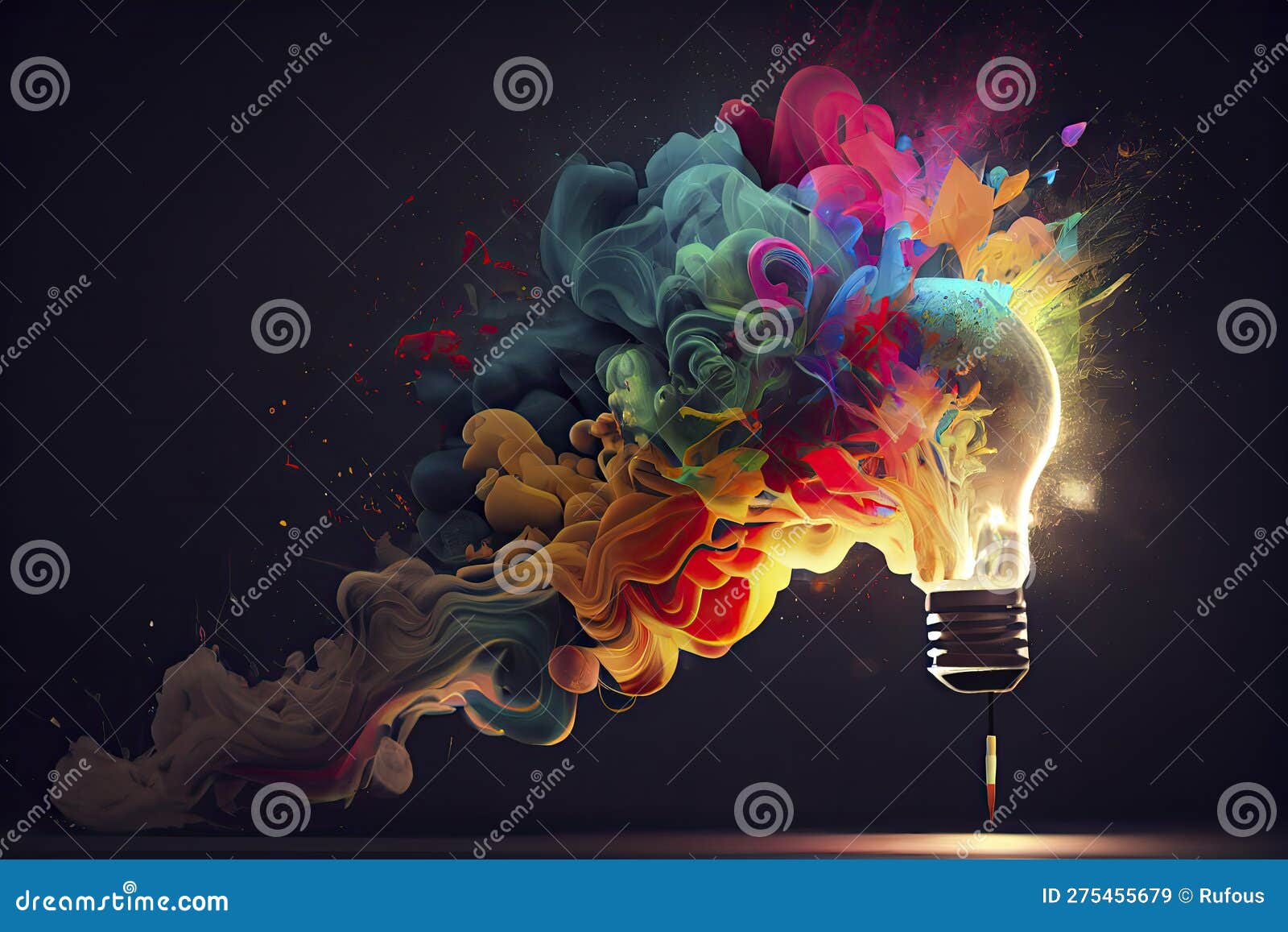 Creative Light Bulb Explodes with Colorful Paint and Splashes Think ...