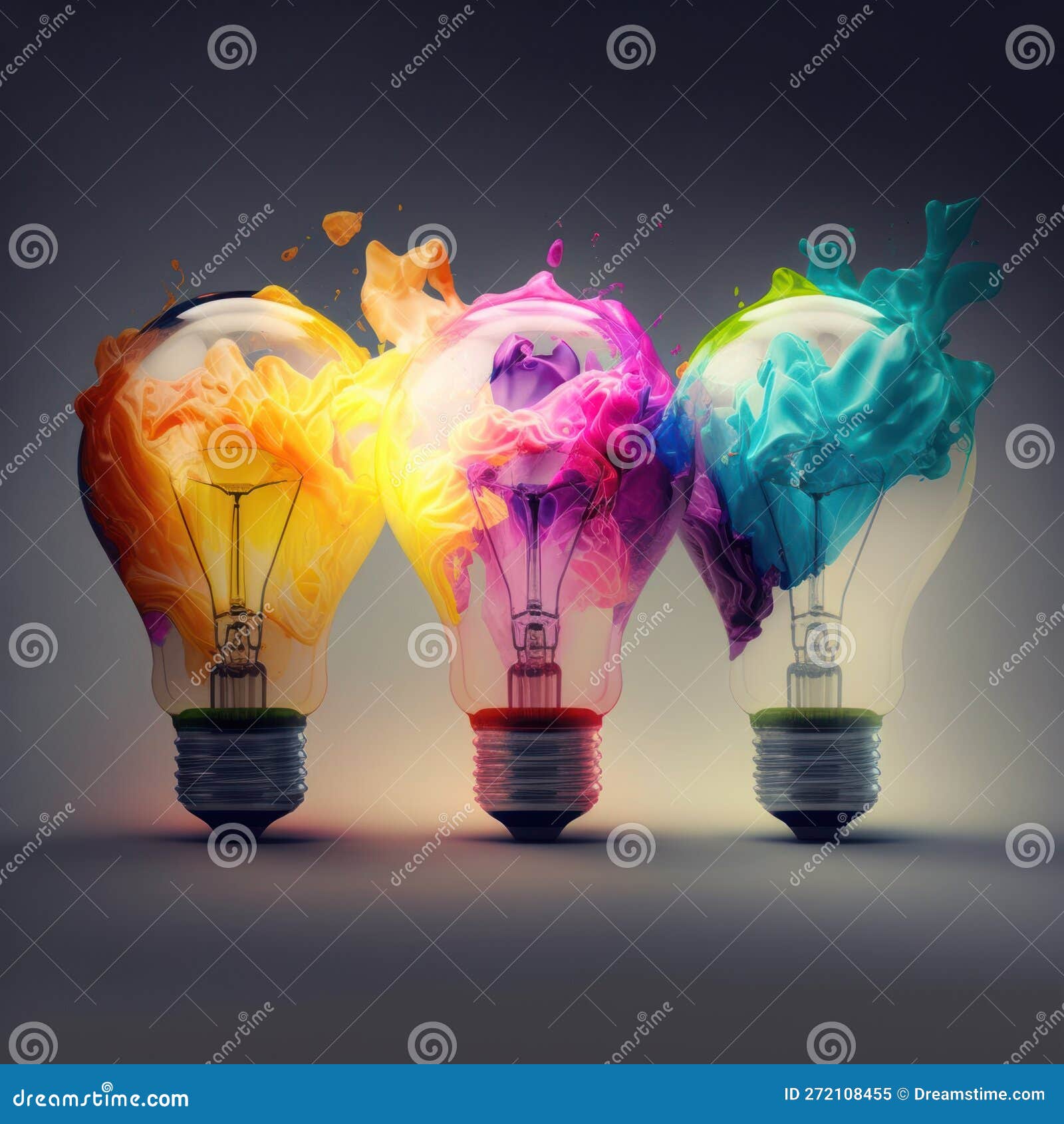 Creative Light Bulb Explodes with Colorful Paint and Splashes. Think ...
