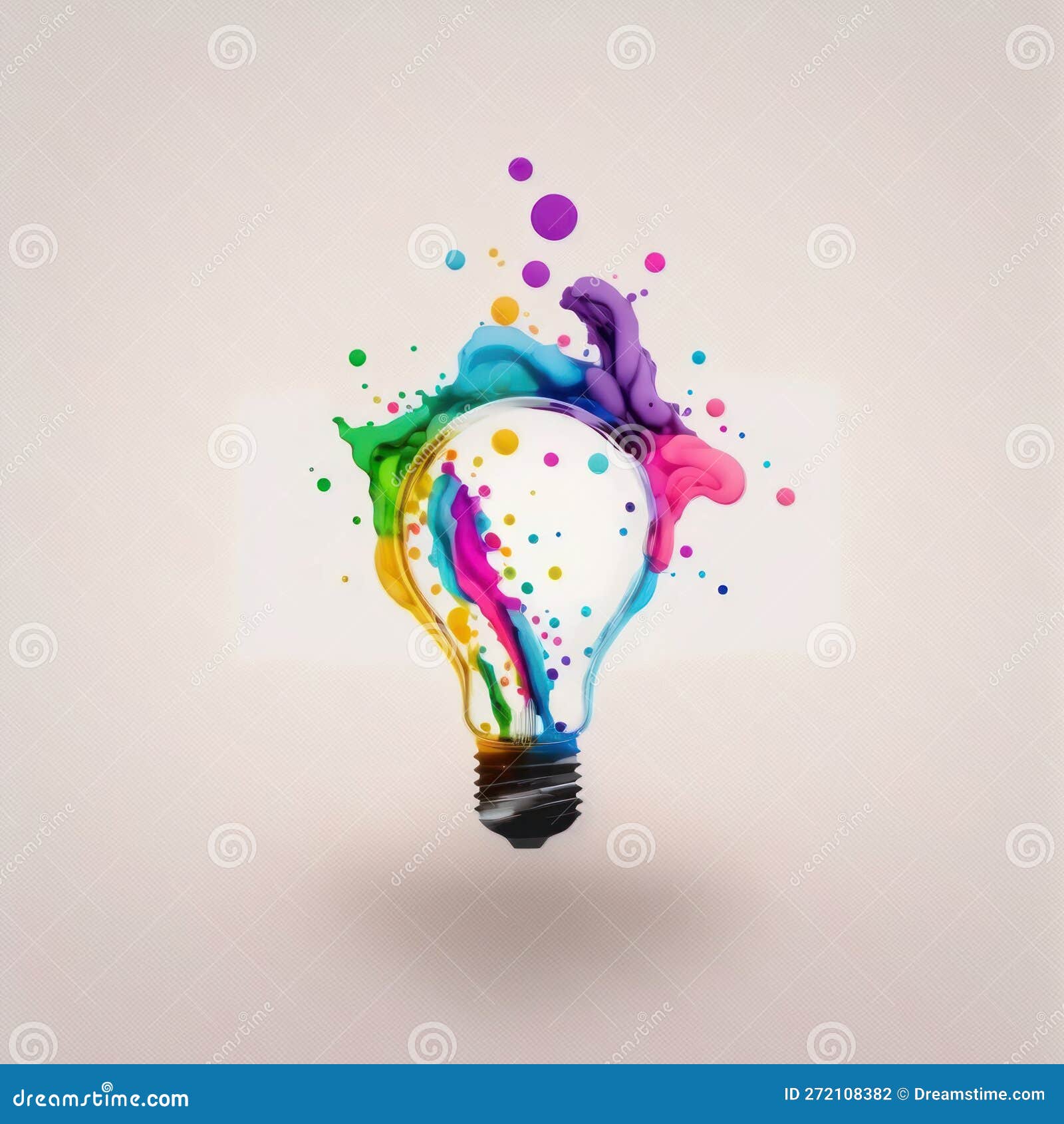 Creative Light Bulb Explodes with Colorful Paint and Splashes. Think ...