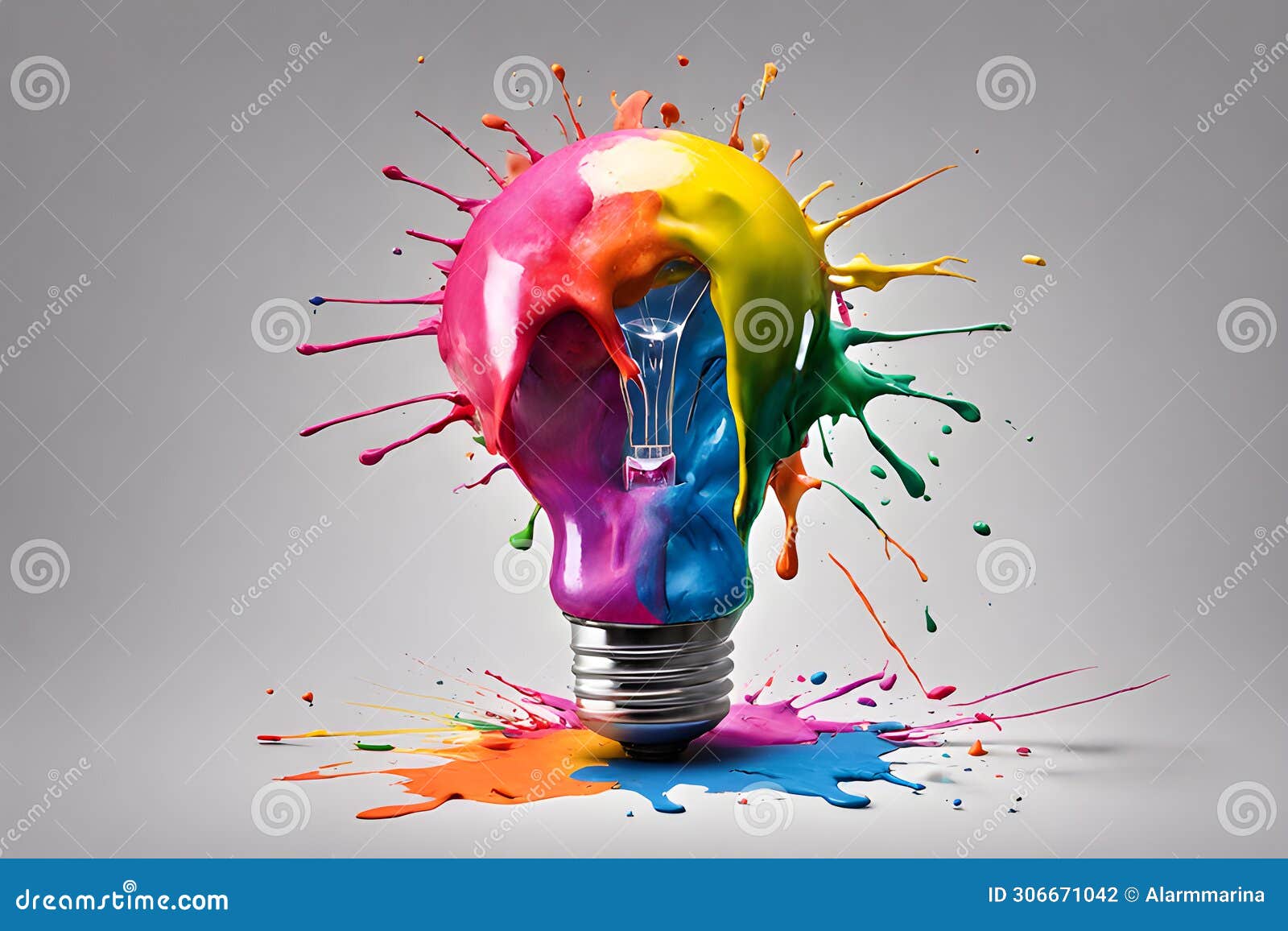 Creative Light Bulb Explodes with Colorful Splashes of Paint. New Idea ...