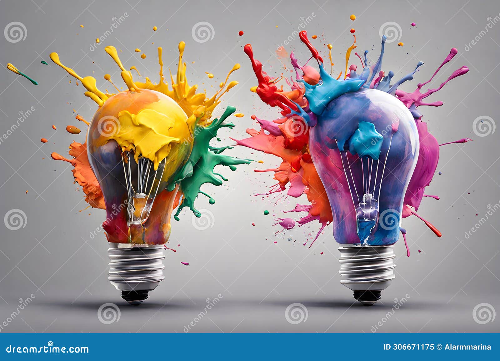 Creative Light Bulb Explodes with Colorful Splashes of Paint. New Idea ...
