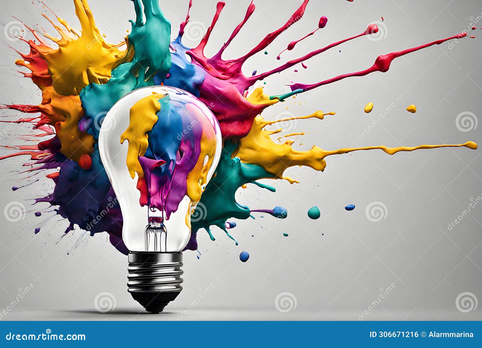 Creative Light Bulb Explodes with Colorful Splashes of Paint. New Idea ...