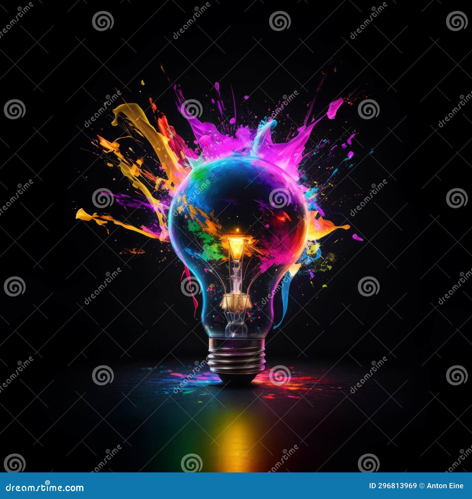 Creative Light Bulb Exploding with Paint Ideas Stock Illustration ...