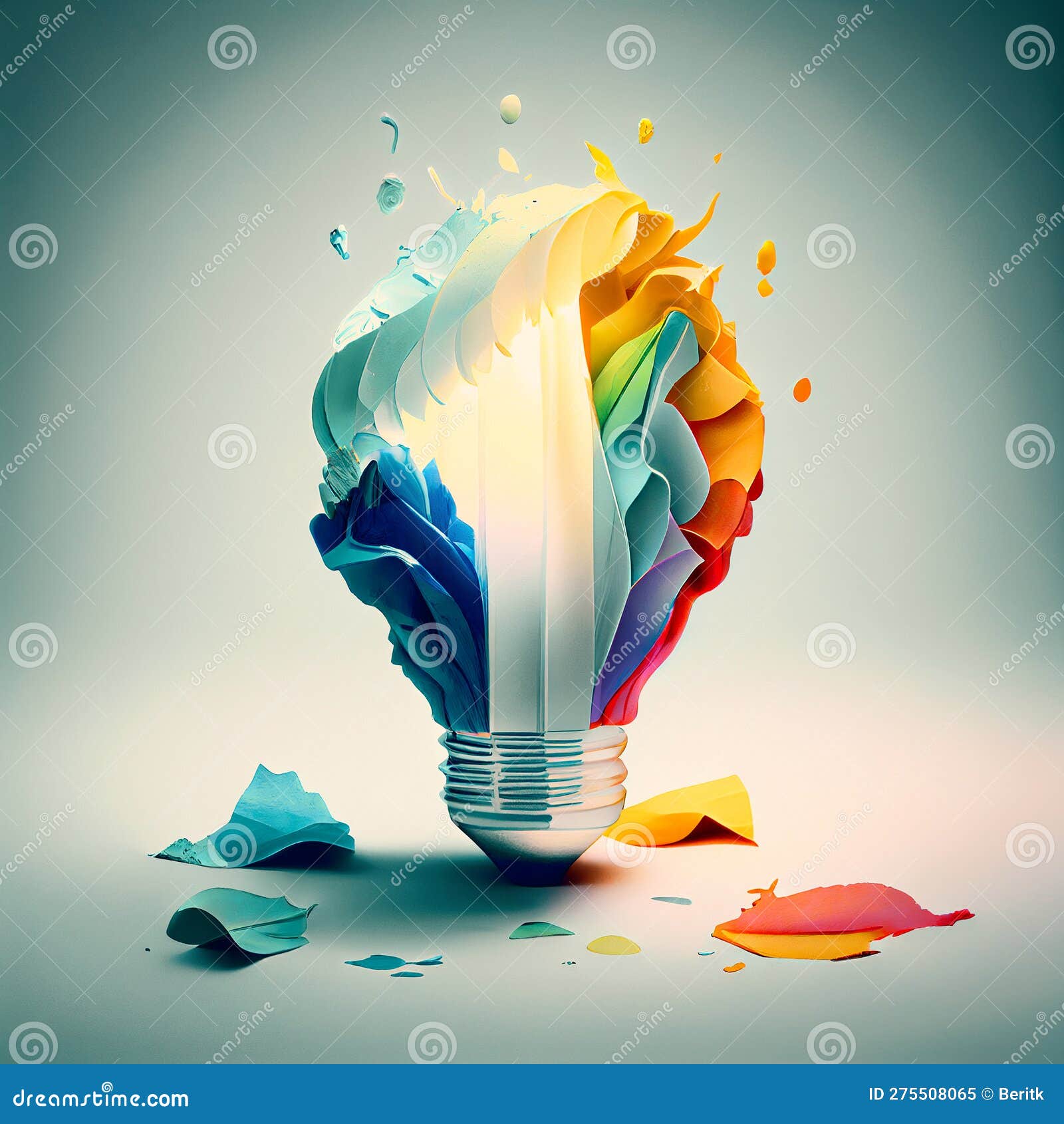 Creative Light Bulb, Explosion of Ideas, Colorful Paint Splashes ...