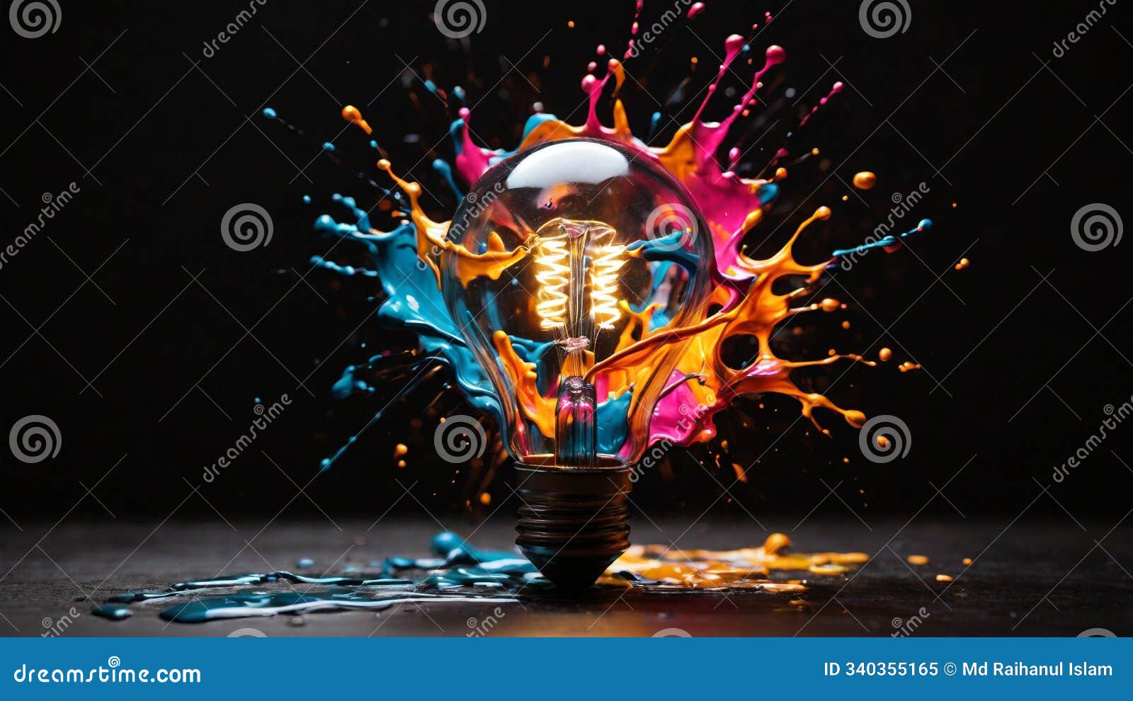 Creative Light Bulb Explosion with Vibrant Paint Colors – New Idea and ...