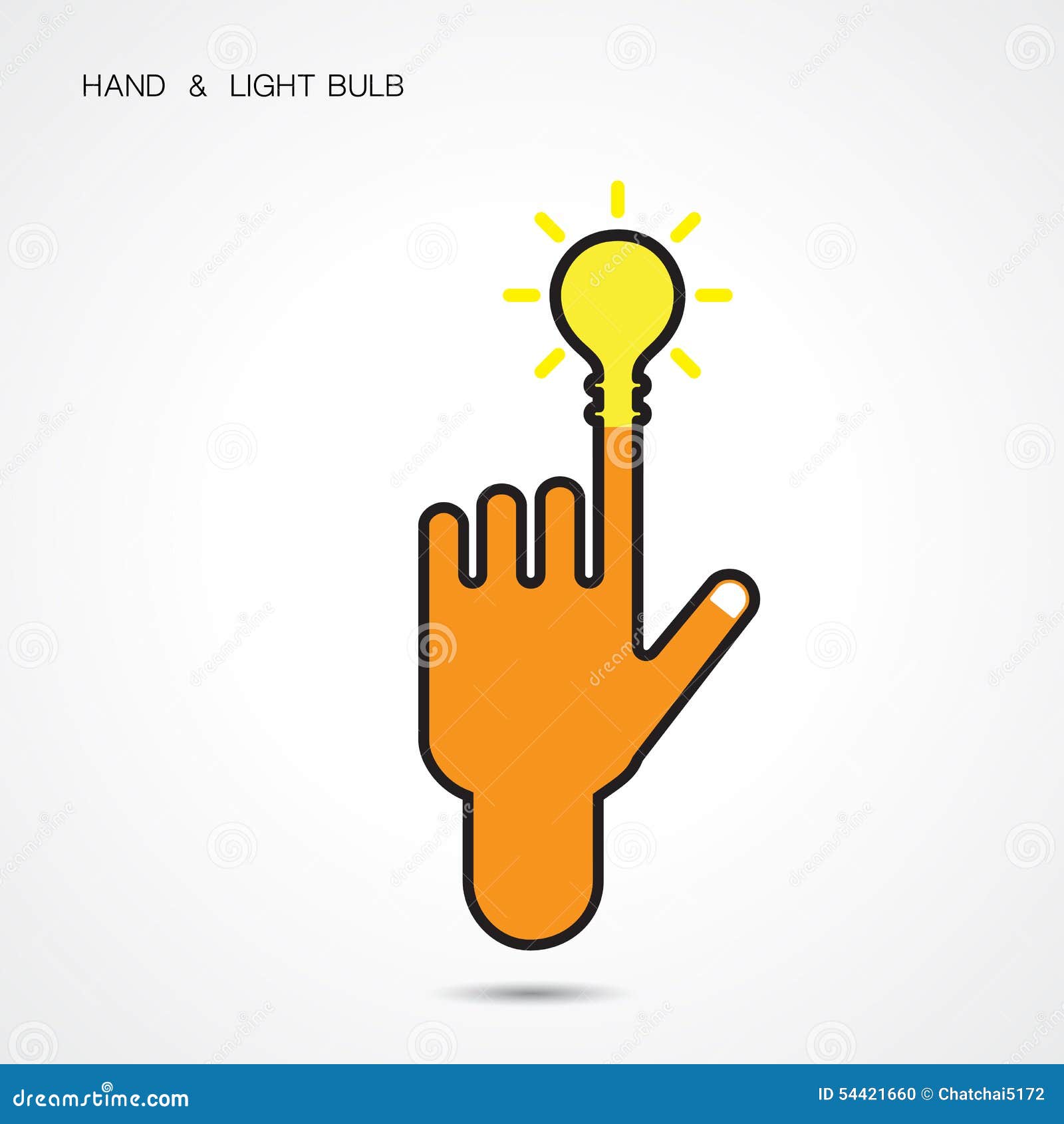 Creative Light Bulb and Hand Icon Abstract Logo Design Stock Vector ...