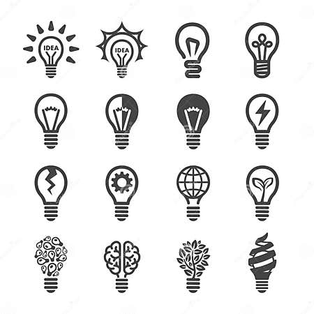Creative Light Bulb Icon Set Stock Vector - Illustration of creative ...