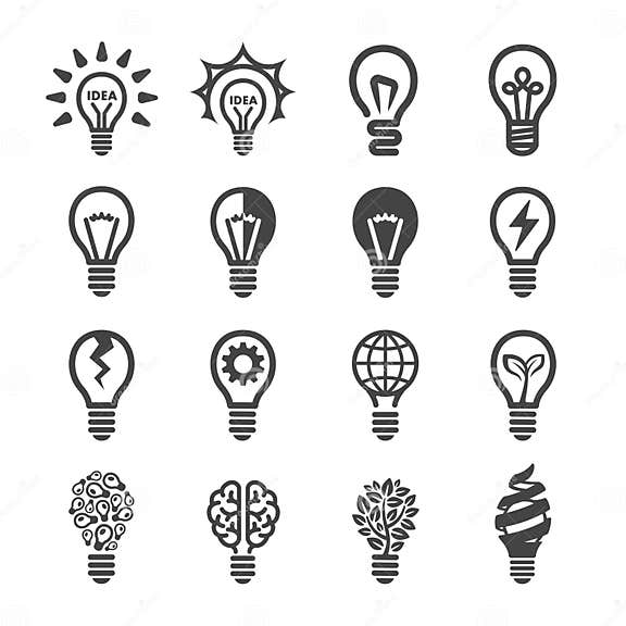 Creative Light Bulb Icon Set Stock Vector - Illustration of creative ...