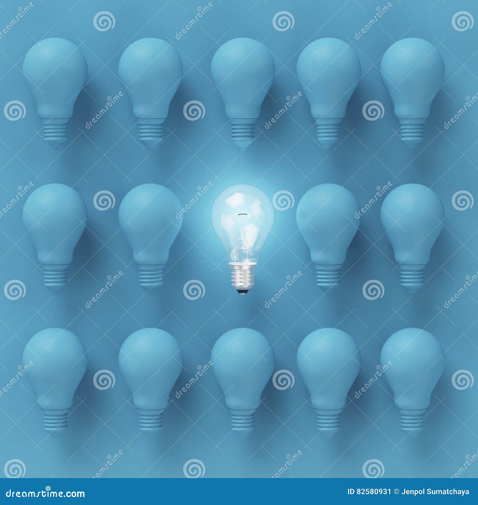 Creative Light Bulb Idea Concept on Blue Background. Stock Illustration ...