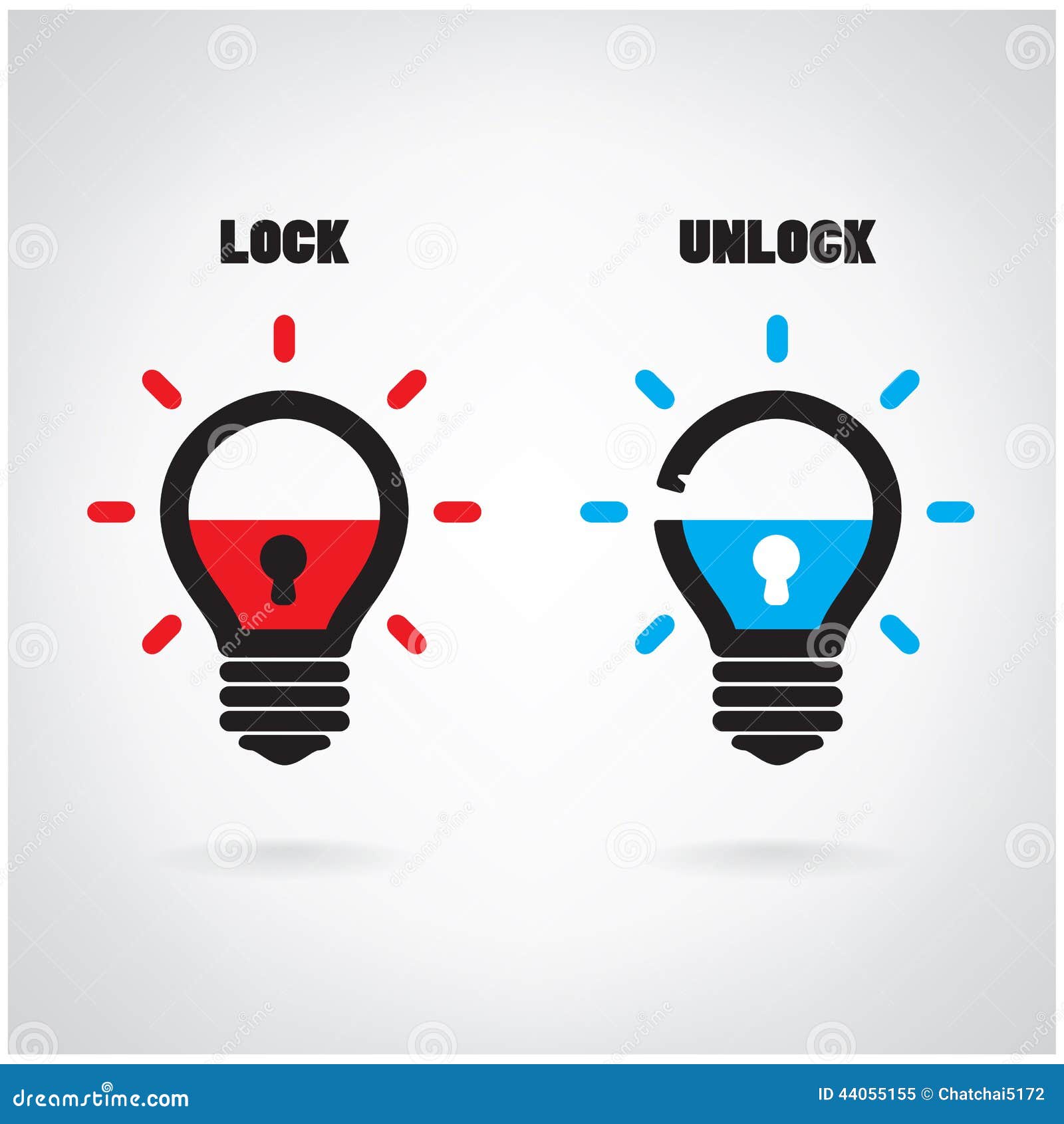Creative Light Bulb Idea Concept with Padlock Symbol. Security S Stock ...