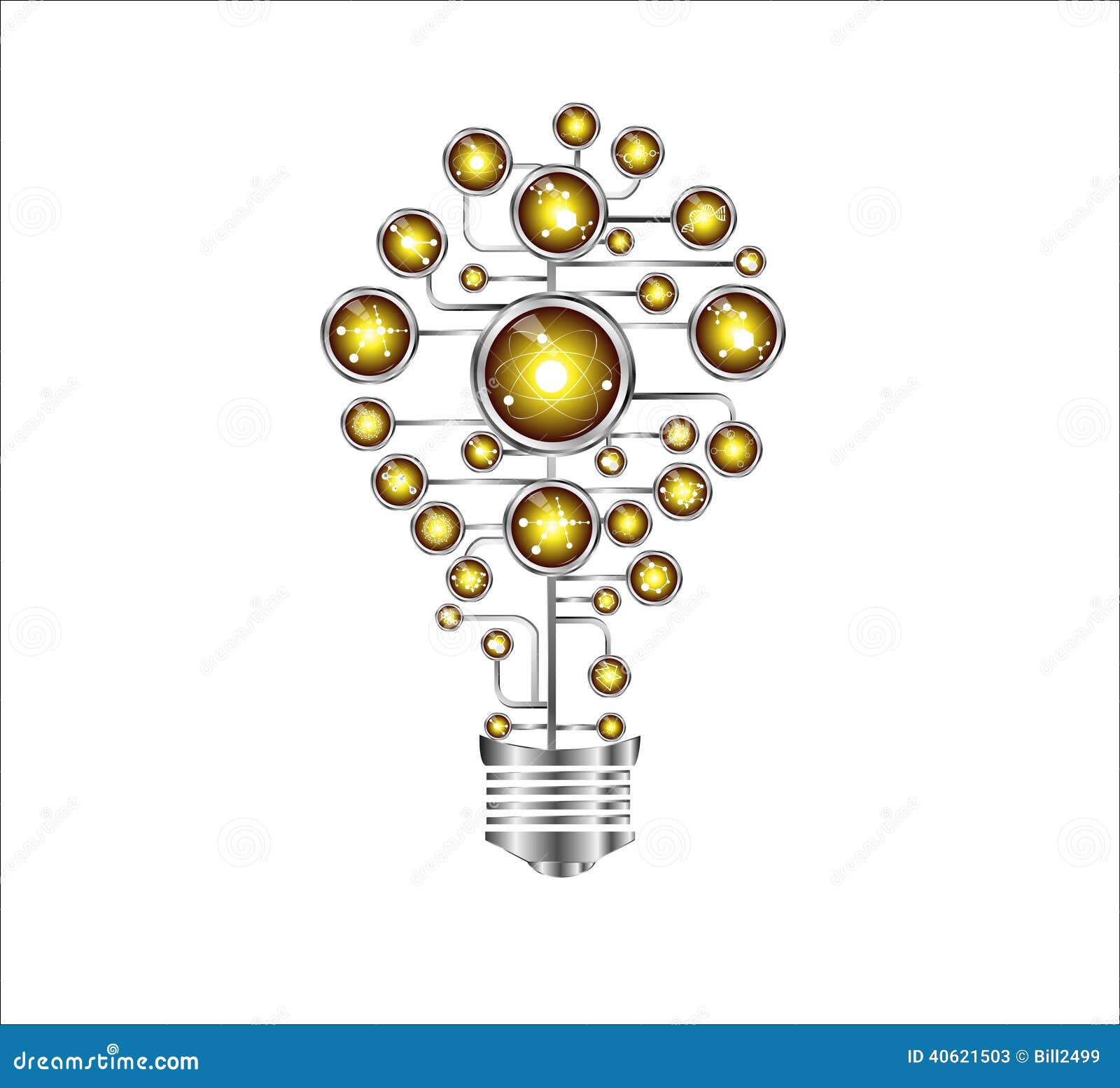 Creative Light Bulb Idea Molecule Stock Illustration - Illustration of ...