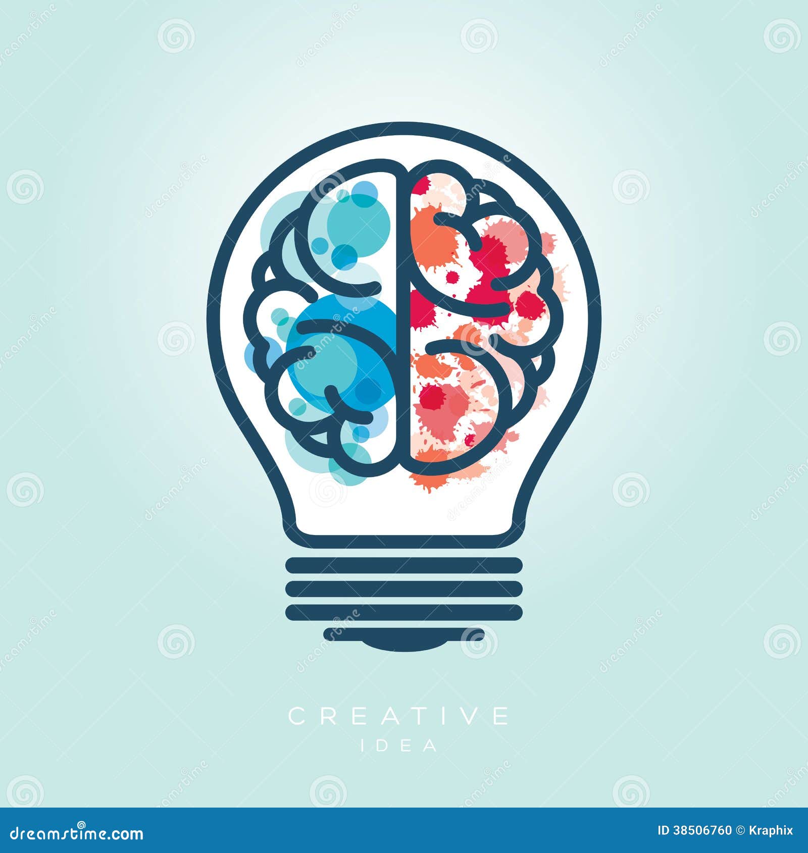 Creative Light Bulb Left and Right Brain Idea Icon Stock Vector ...