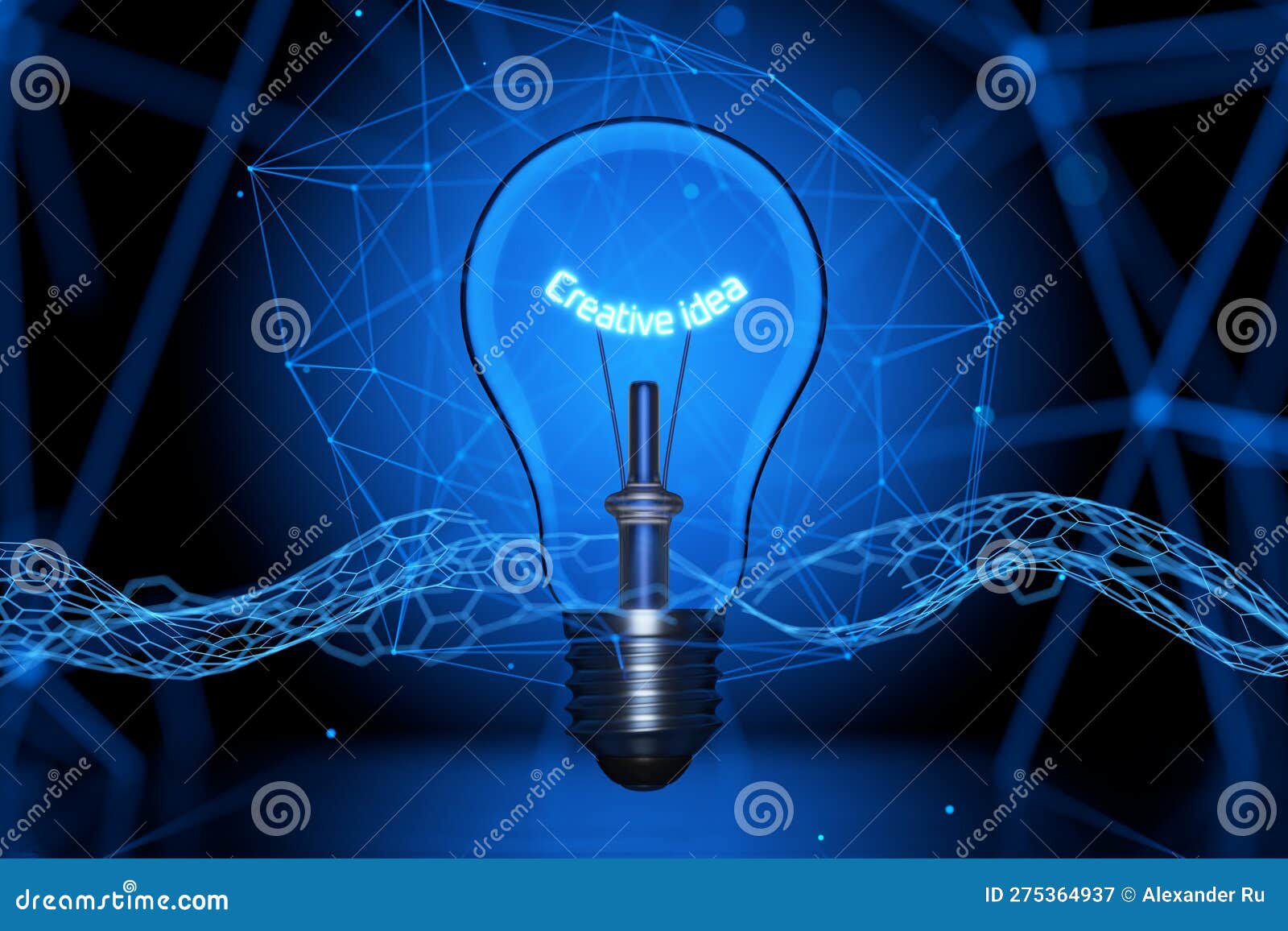 Creative Light Bulb with Marketing Network Icons. Idea Planning ...