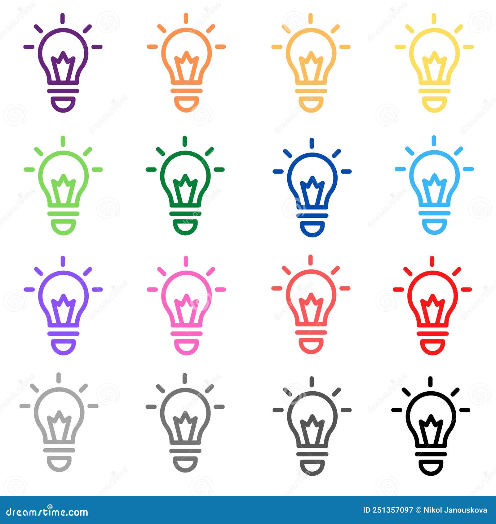 Creative Light Bulb, Mix Multi Color Icon Set Stock Illustration ...