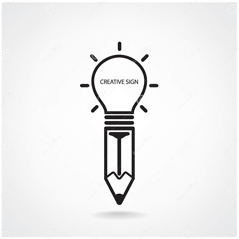 Creative Light Bulb and Pencil Sign Stock Vector - Illustration of ...