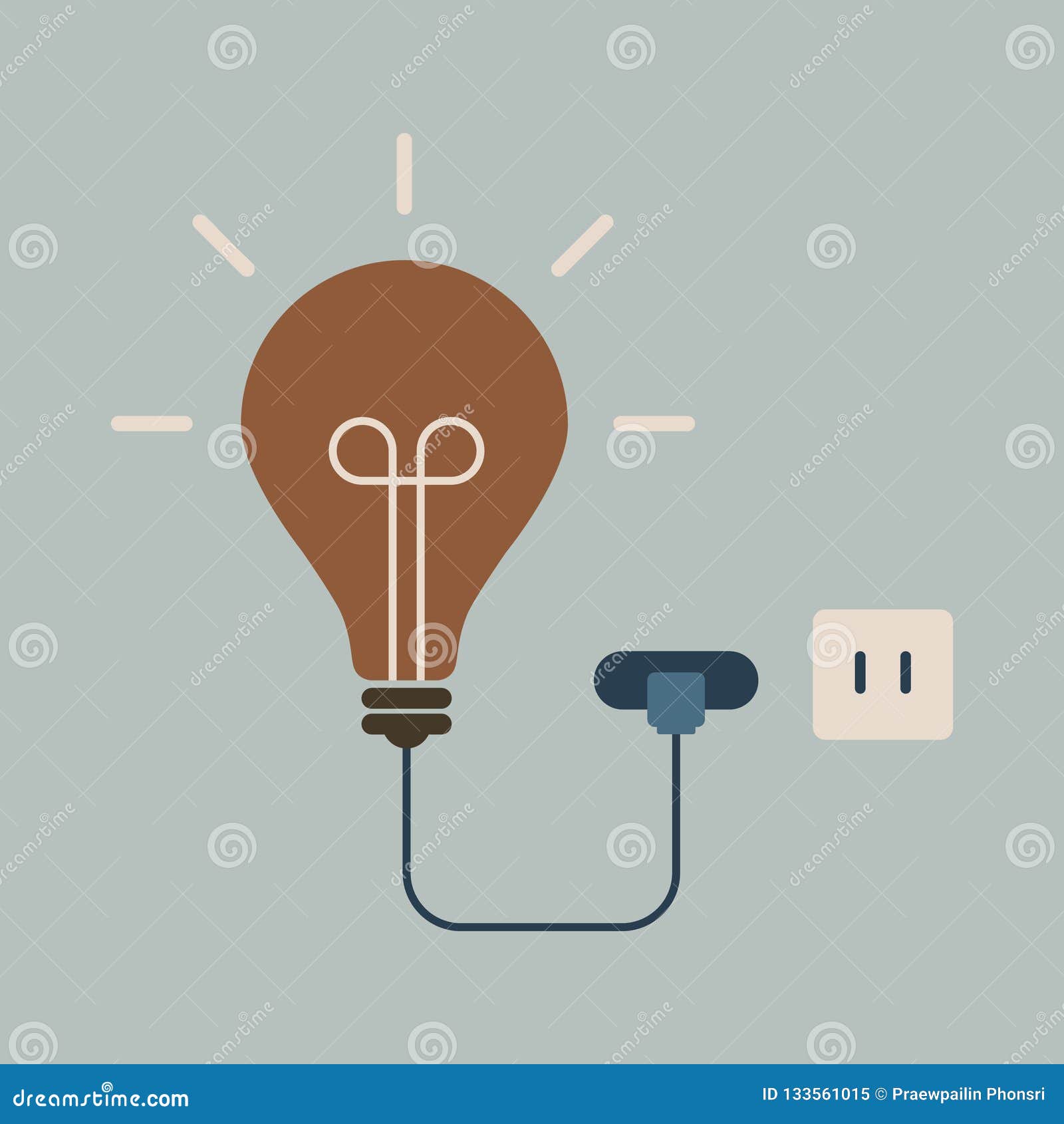 Creative Light Bulb and Plug. Graphic Design Idea of Bulb Light Stock ...