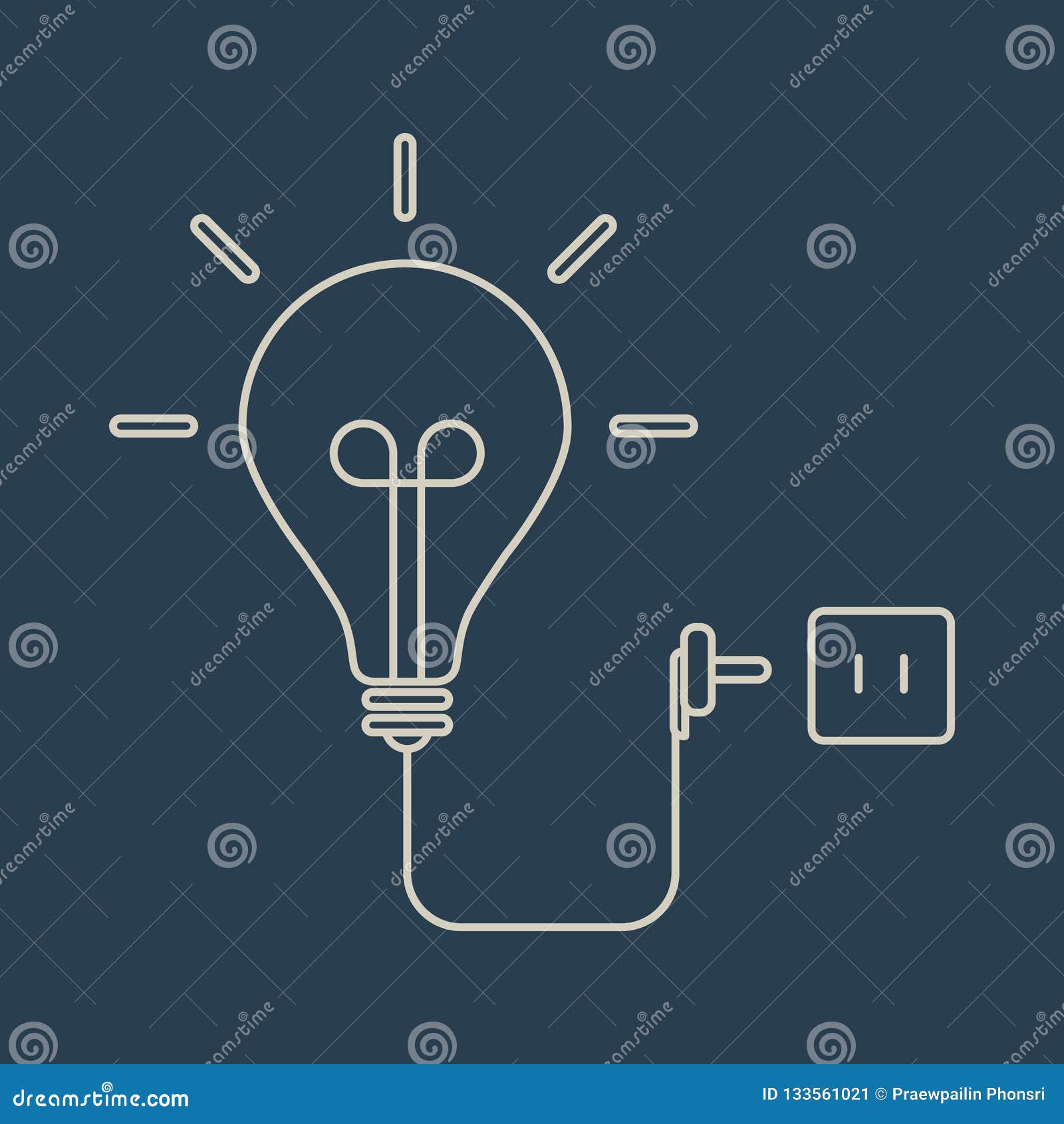 Creative Light Bulb and Plug. Graphic Design Idea of Bulb Light Stock ...