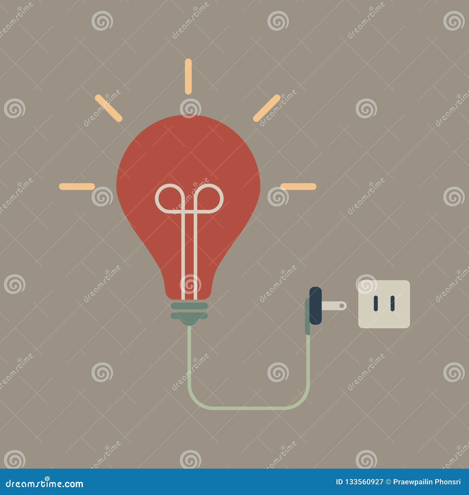 Creative Light Bulb and Plug. Graphic Design Idea of Bulb Light Stock ...